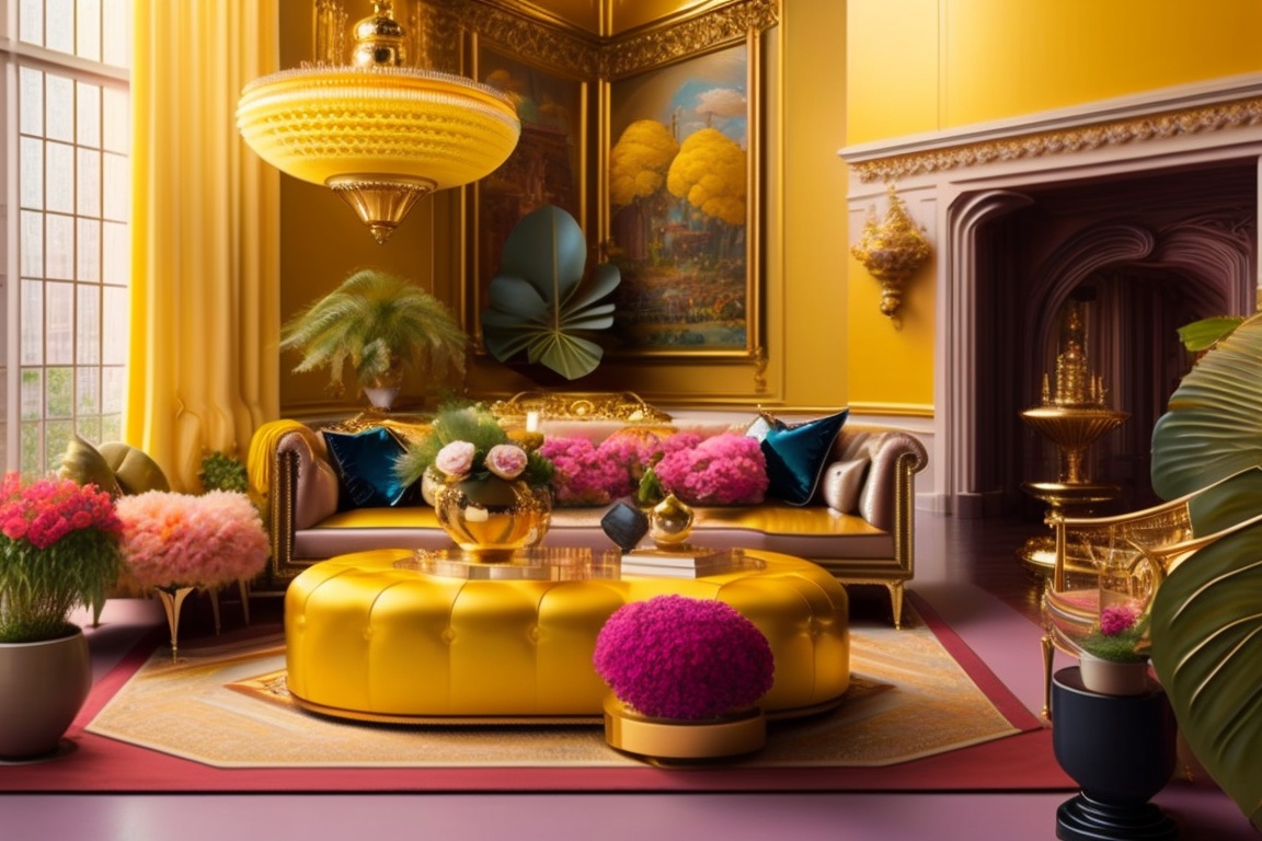 Lexica - Photo by Architectural Digest: Maximalist yellow {vaporwave ...