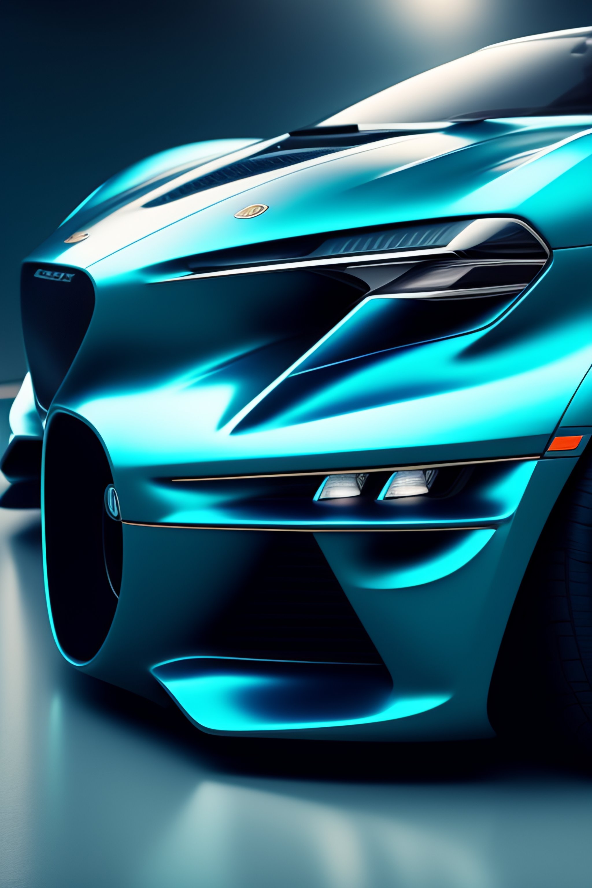 Lexica - Portrait of an superfast car in baby blue with and futuristic look