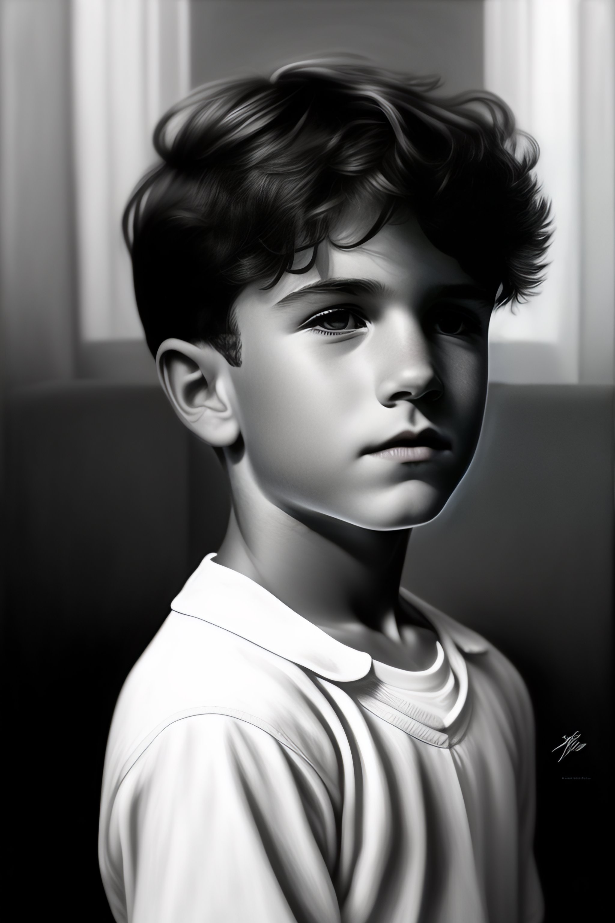 Lexica - Hyperrealist portrait of boy by david hockney and alphonse ...