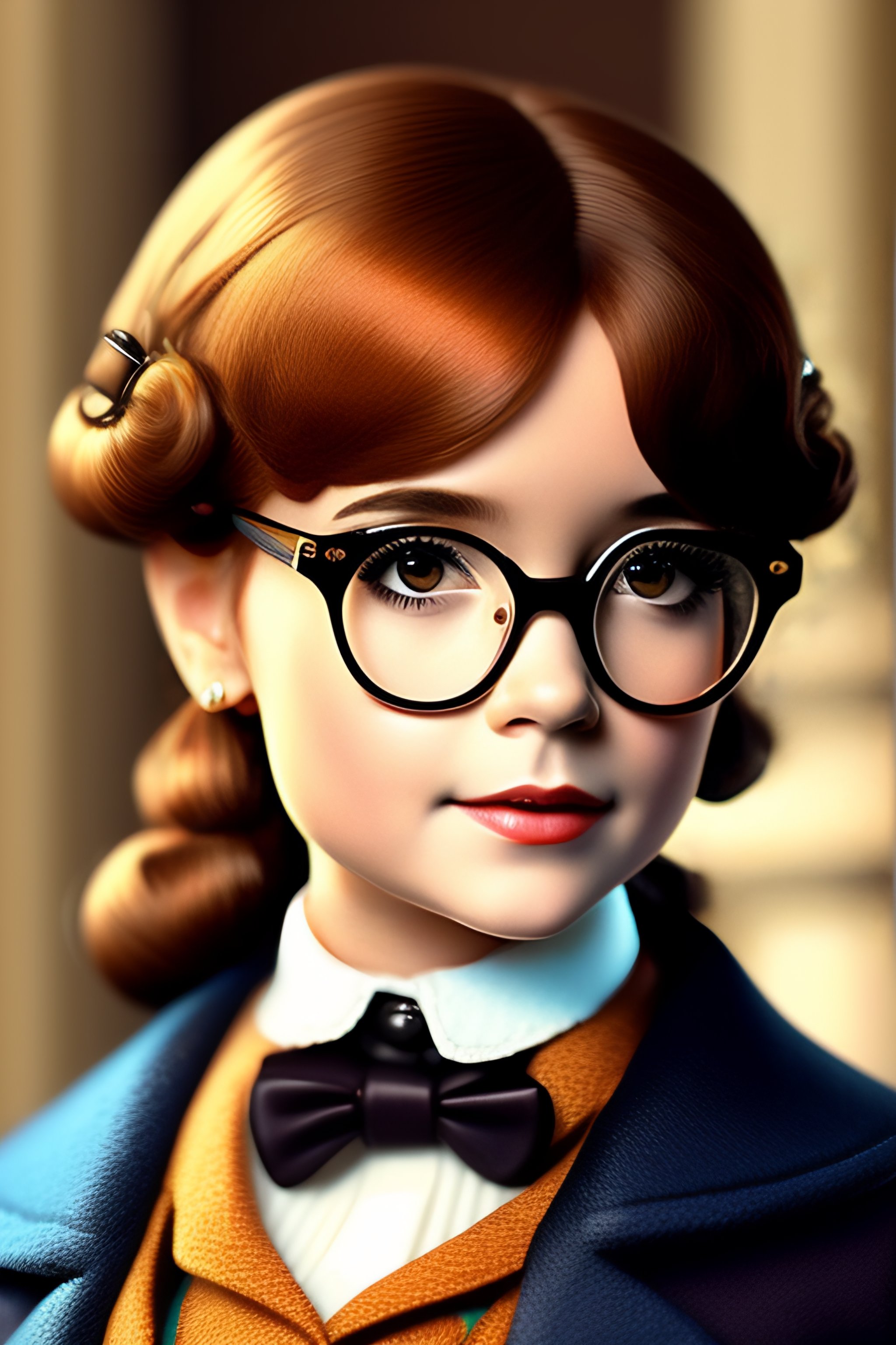 Lexica - Chibi Victorian reporter, brunette, spectacles