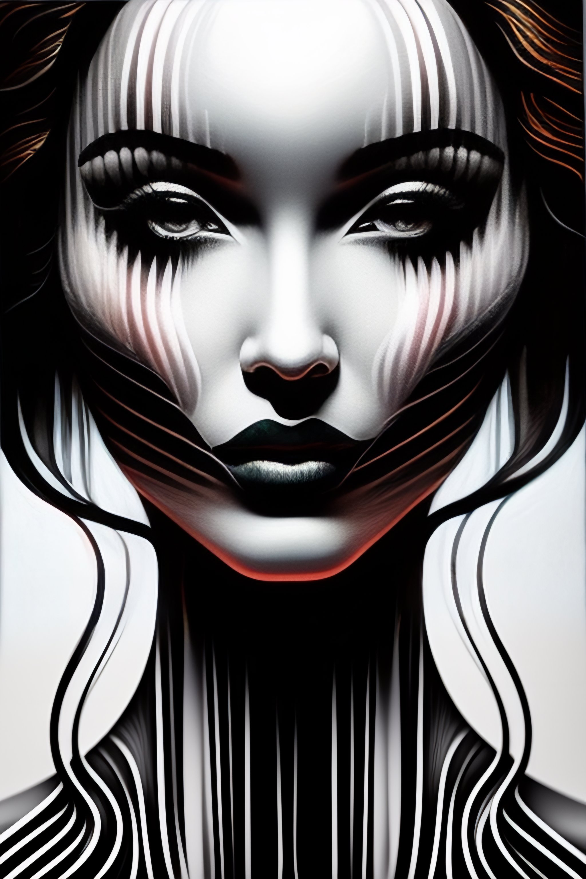 Lexica - Abstract creepy face drawn with lines