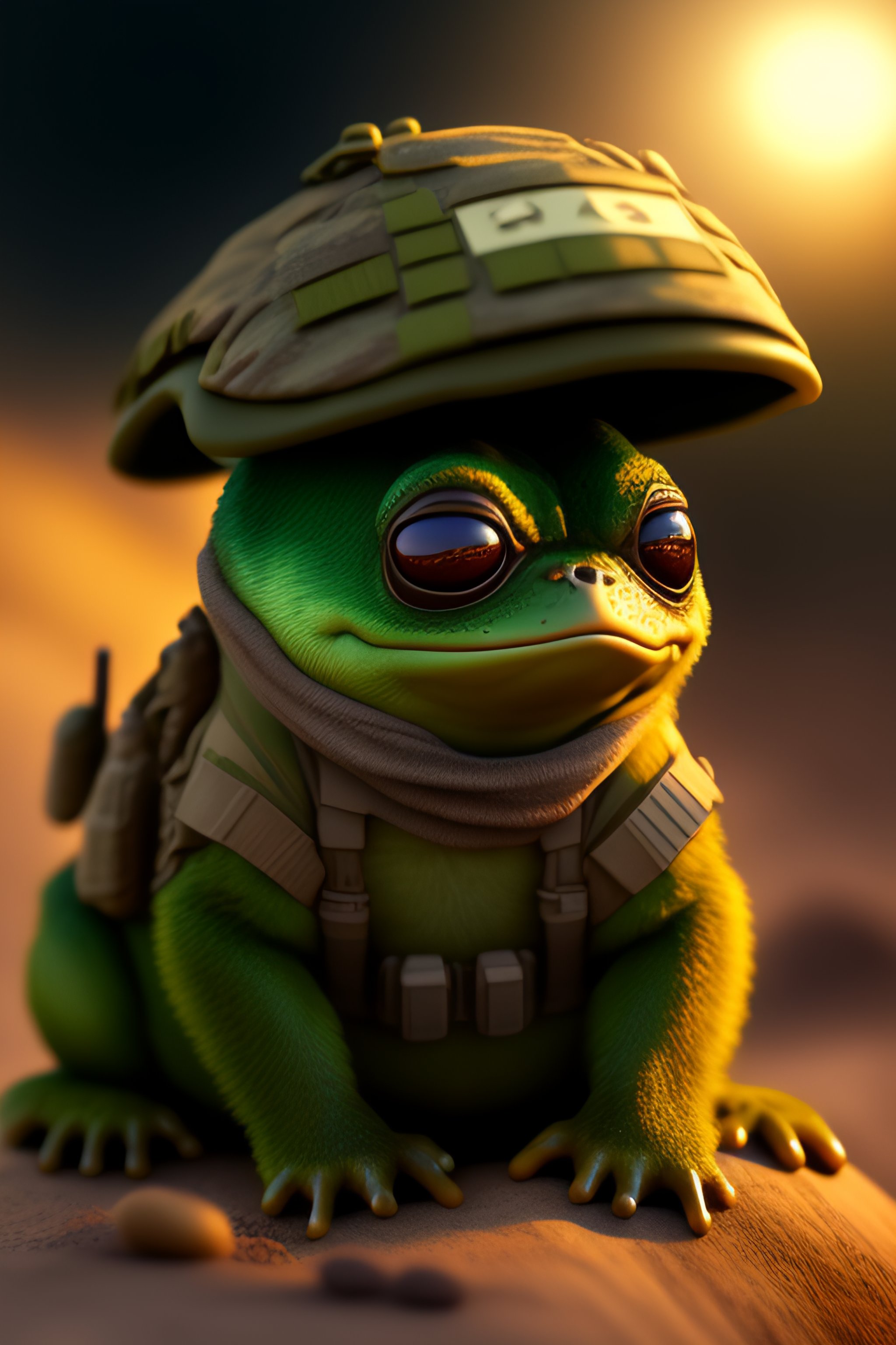 Lexica - An exhausted pepe the frog at the frontlines in the army at ...