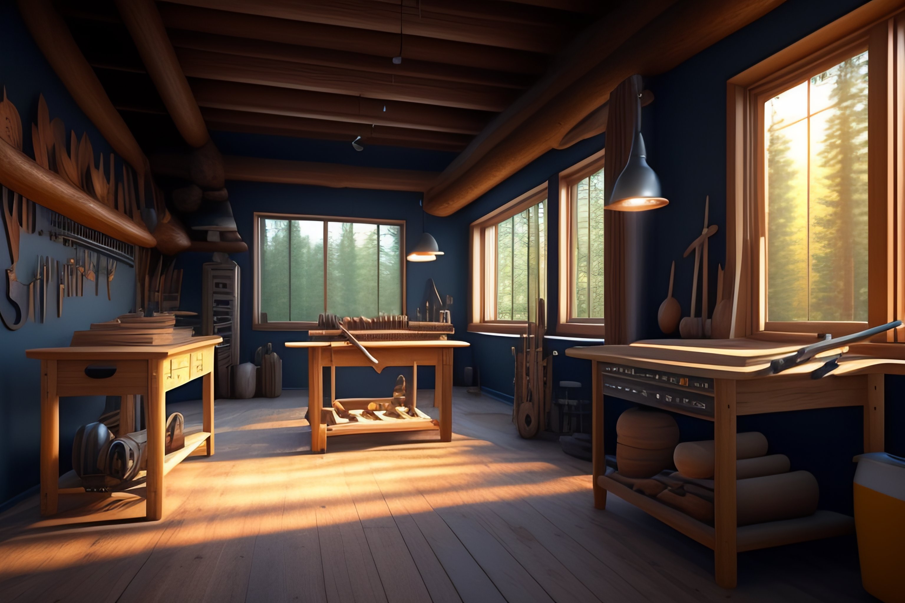 Lexica - A wood workers workshop with a lot of tools, hdri, 8k high quality