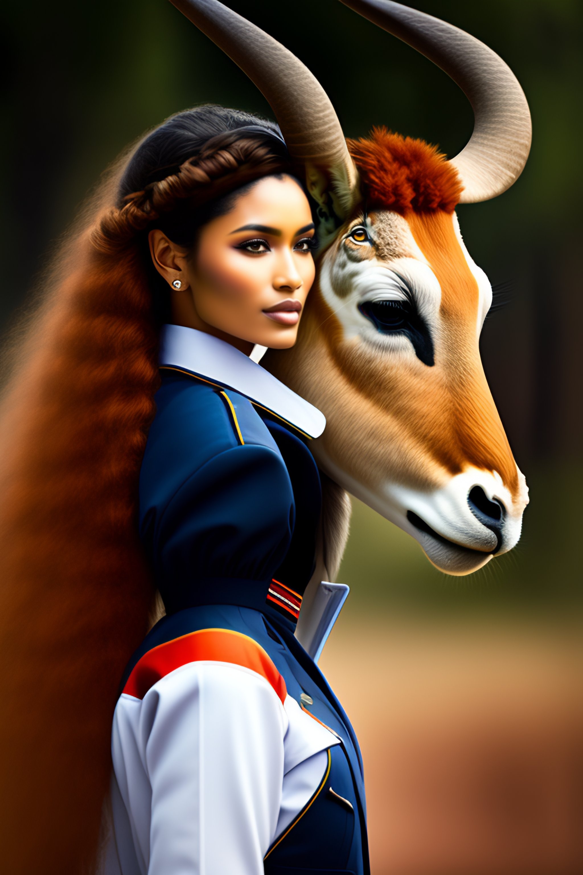 Lexica - Beautiful woman with the head of an antelope, dressed in a ...