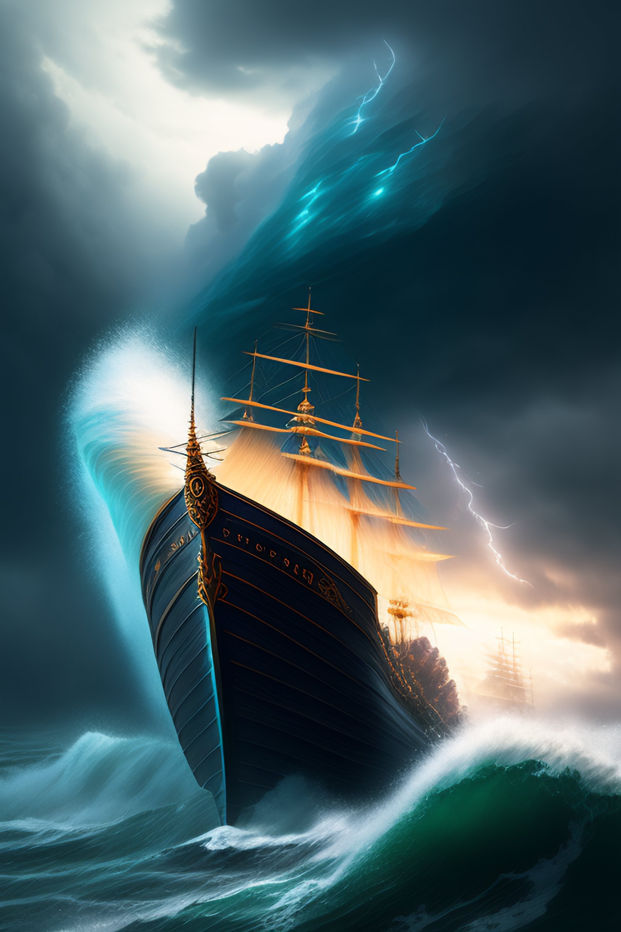 Lexica - A highly detailed masterpiece of a giant sea monster attacking ...