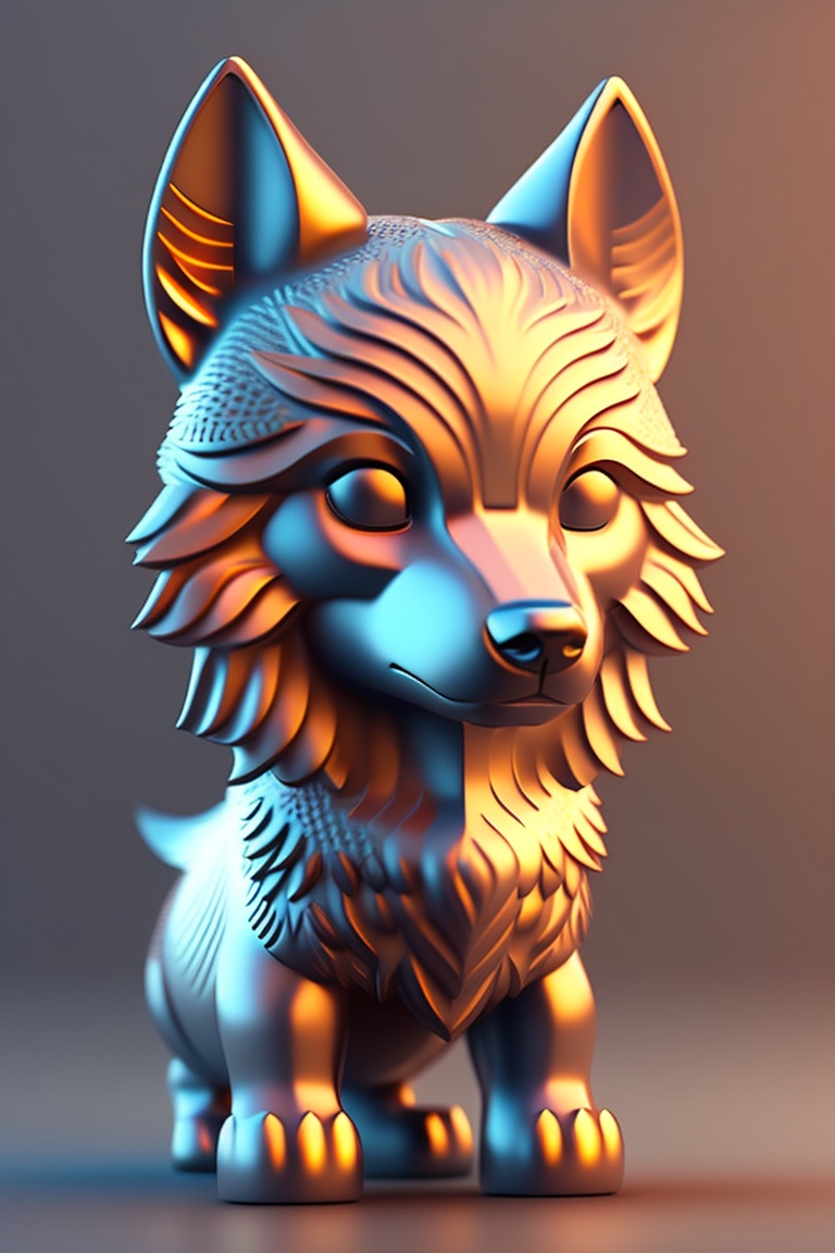 Lexica - 3d render of funko pop Wolf, intricate background, sharp focus