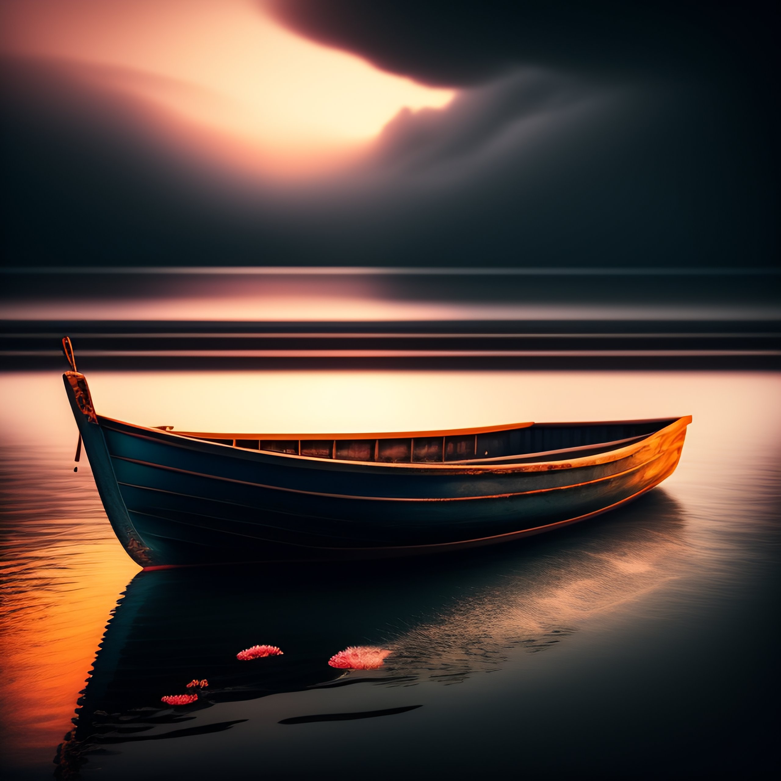 Lexica - Infantile graphics boat and wooden dock, dark atmosphere ...
