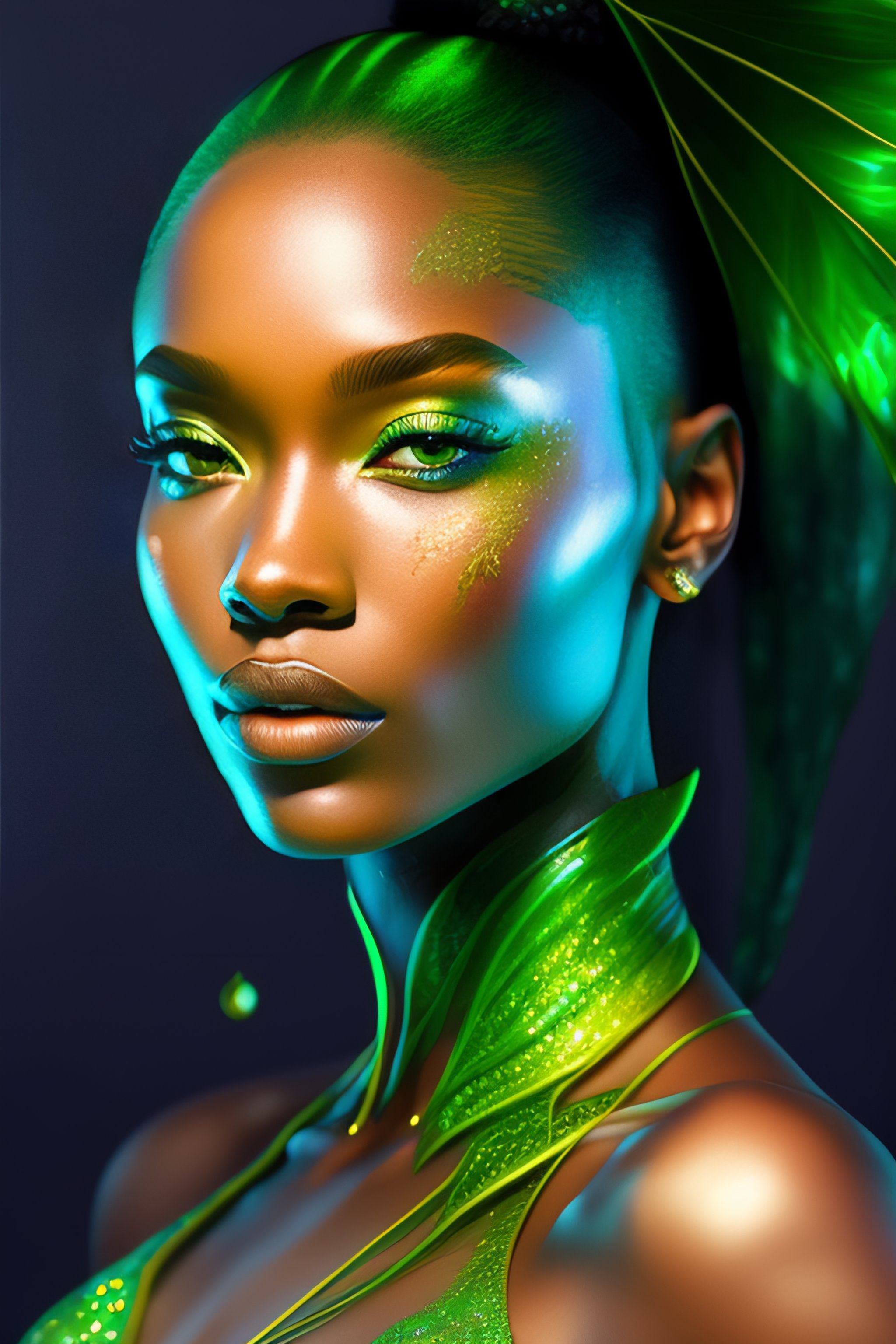 Lexica - Body portrait of beautiful fairy princess with bright green ...