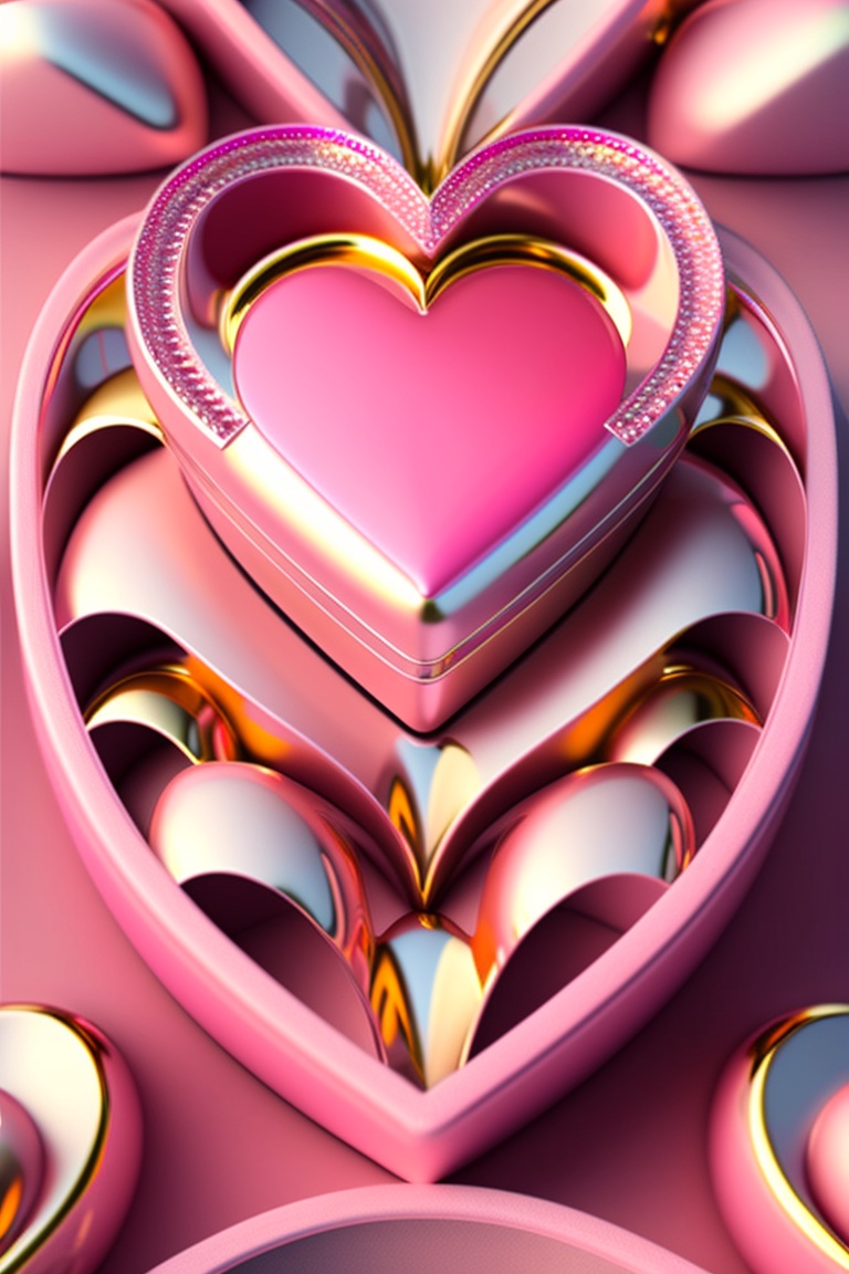 Lexica - 3d heart pattern design, wrap, double heart, big, small, pink ...