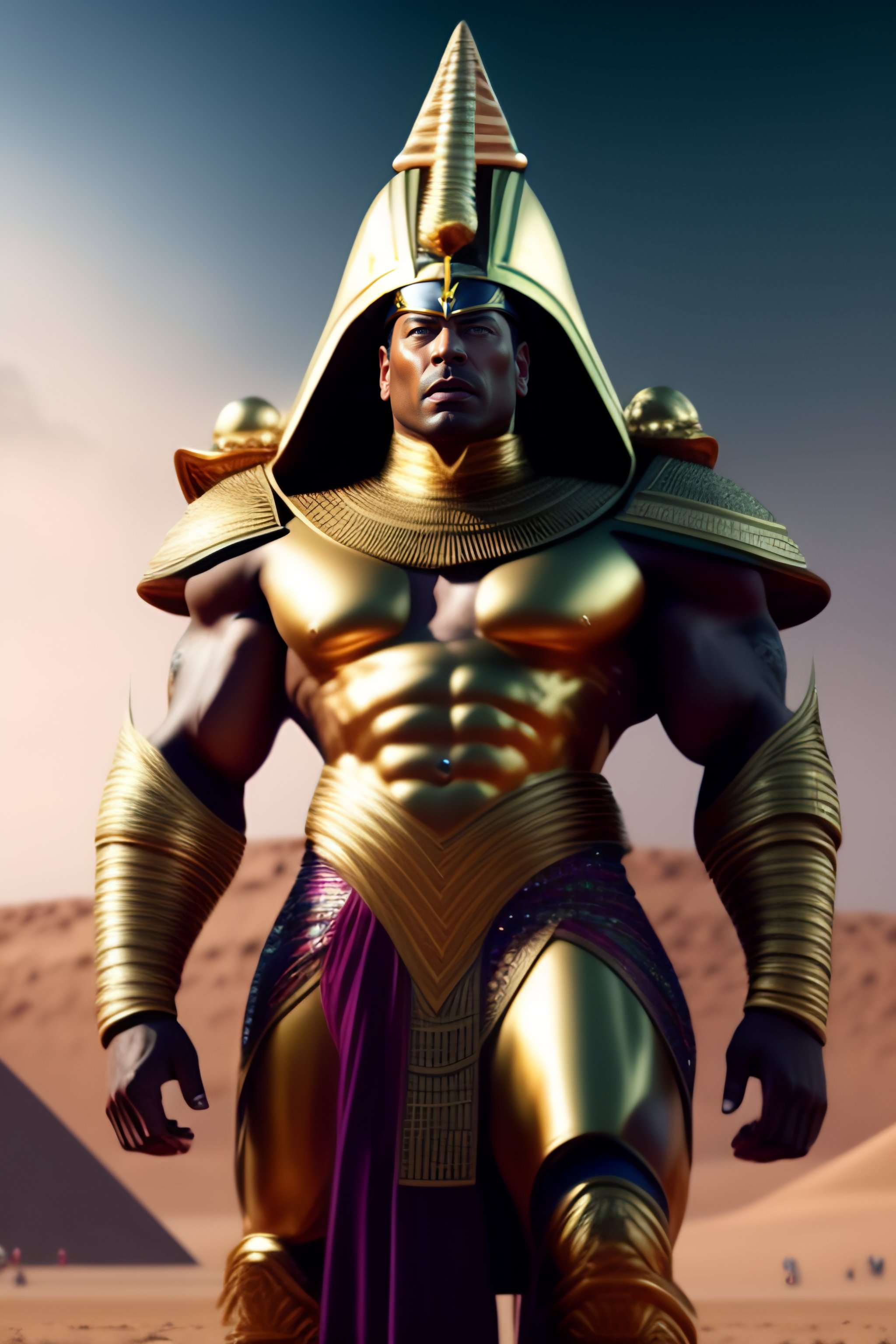 Lexica - A wide shot of Elon musk dressed as an Egyptian pharaoh with ...