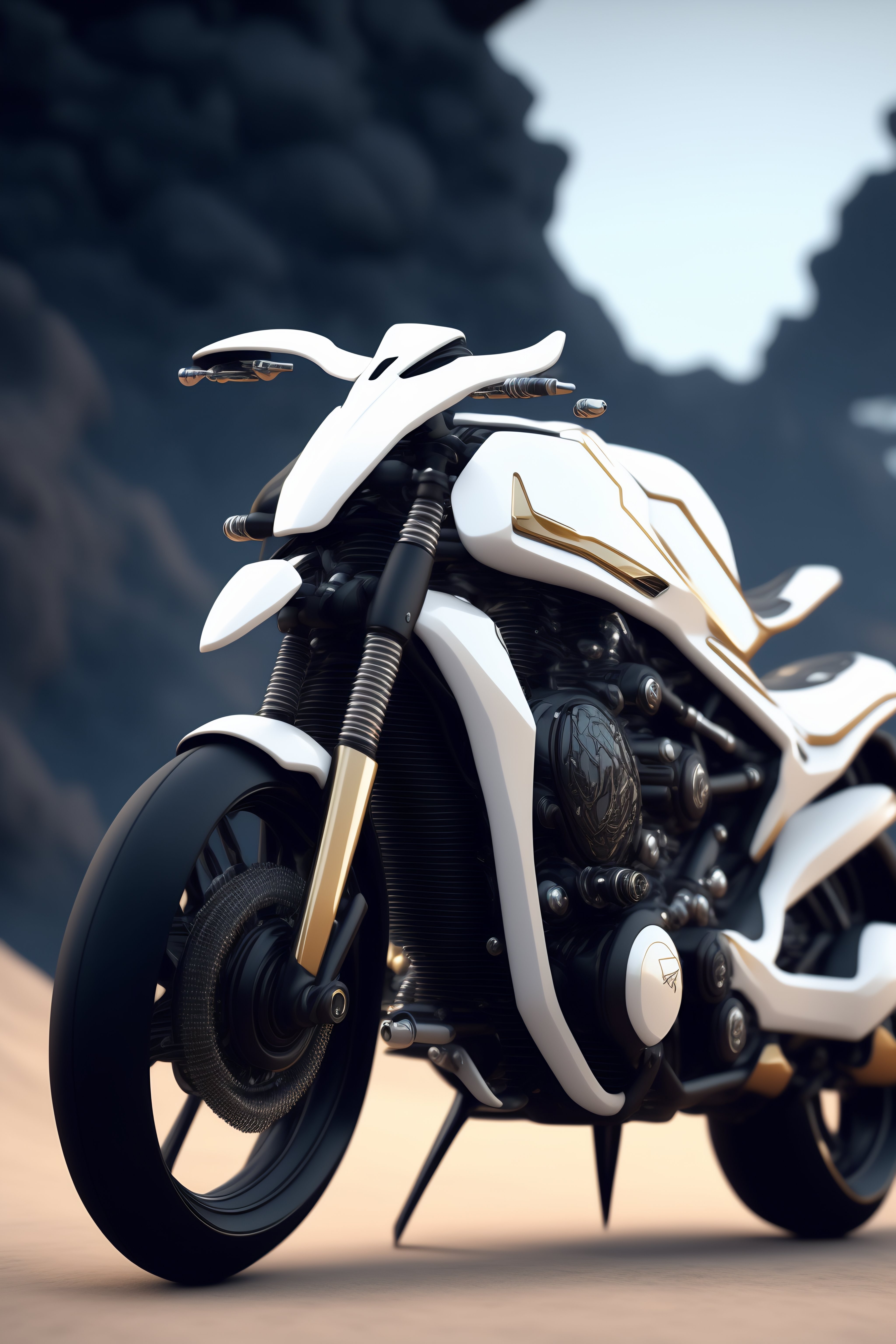 Lexica - White pearl and carbon fiber armoured motorbike in a style of ...