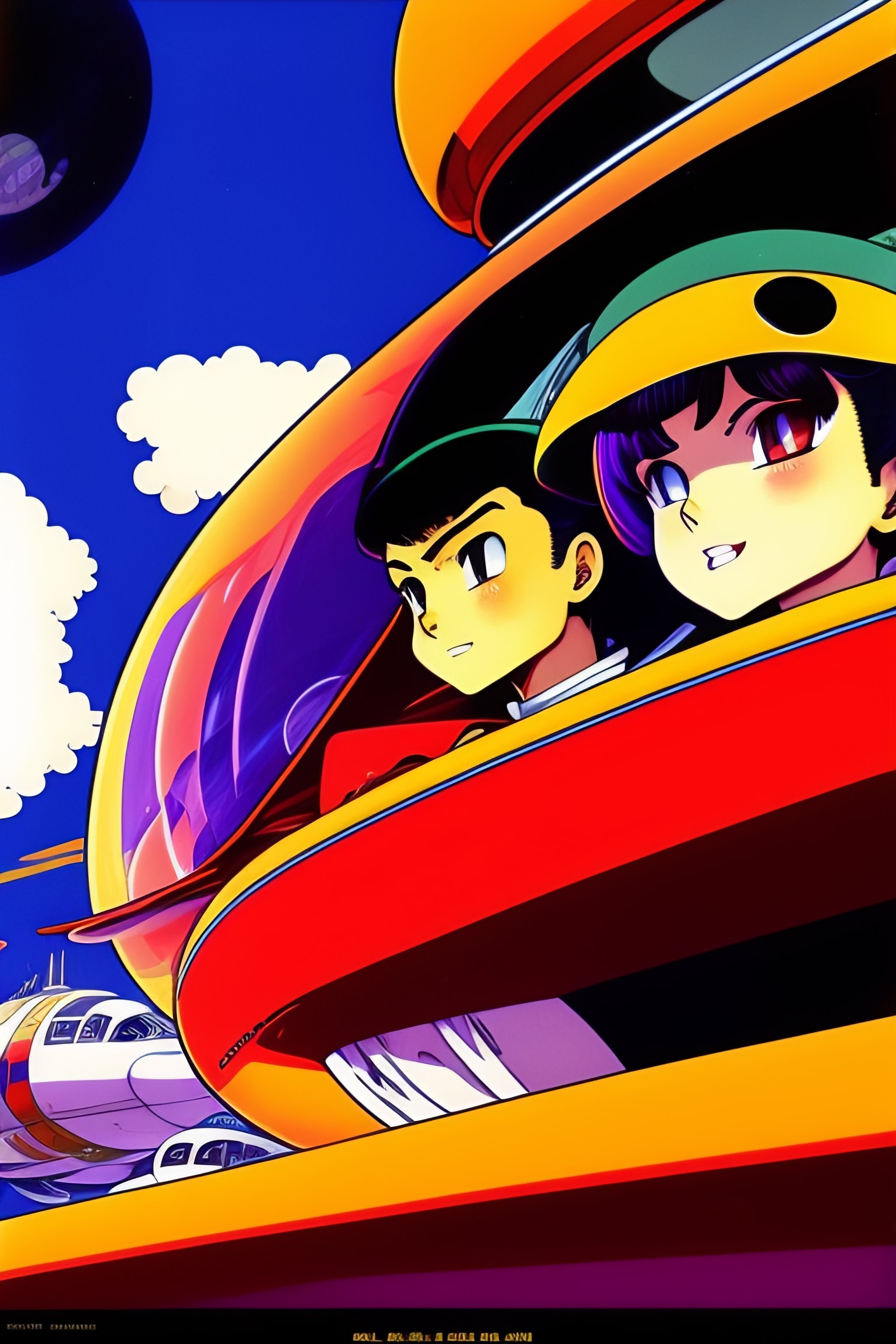 Lexica - Vintage 60's anime style. cluttered starship interior; captain ...