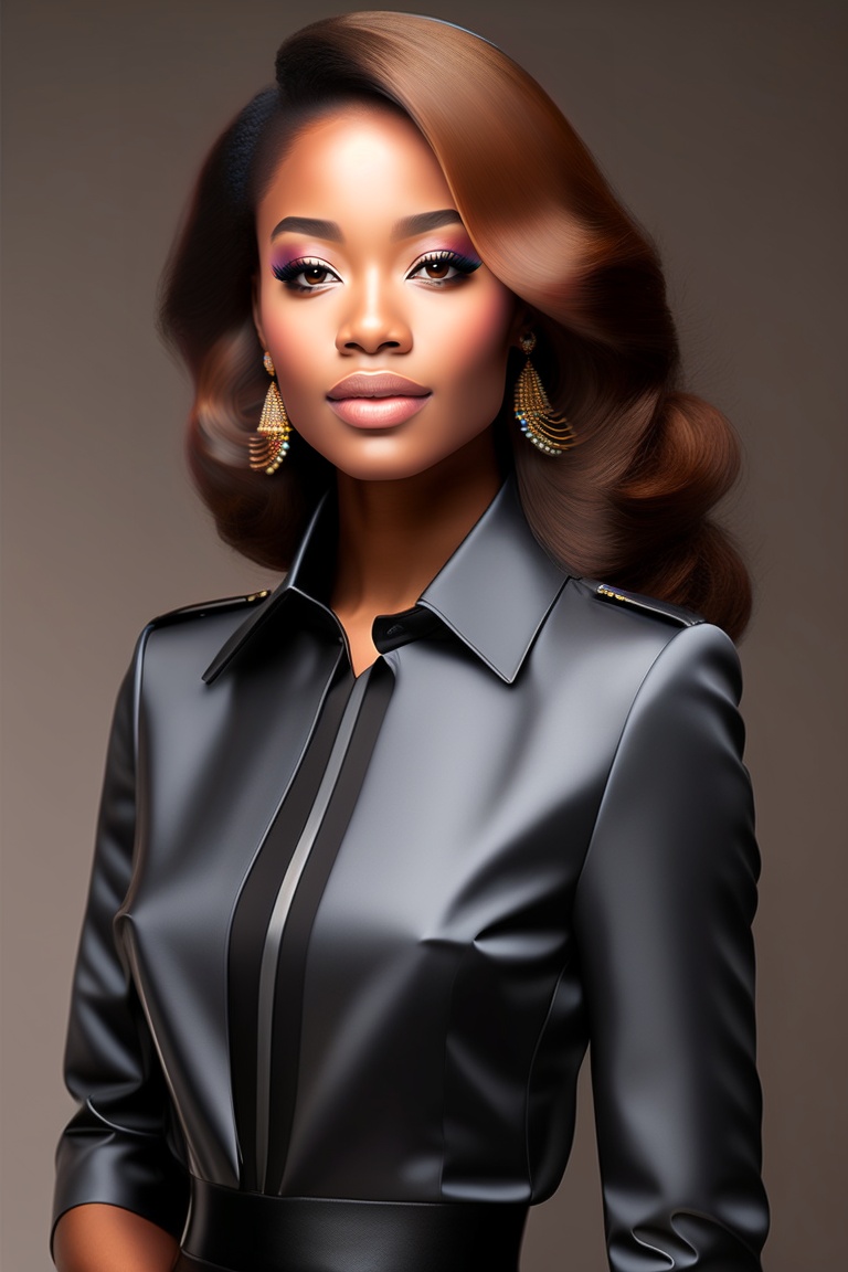 Lexica - Black model, white background, general plane, beautiful