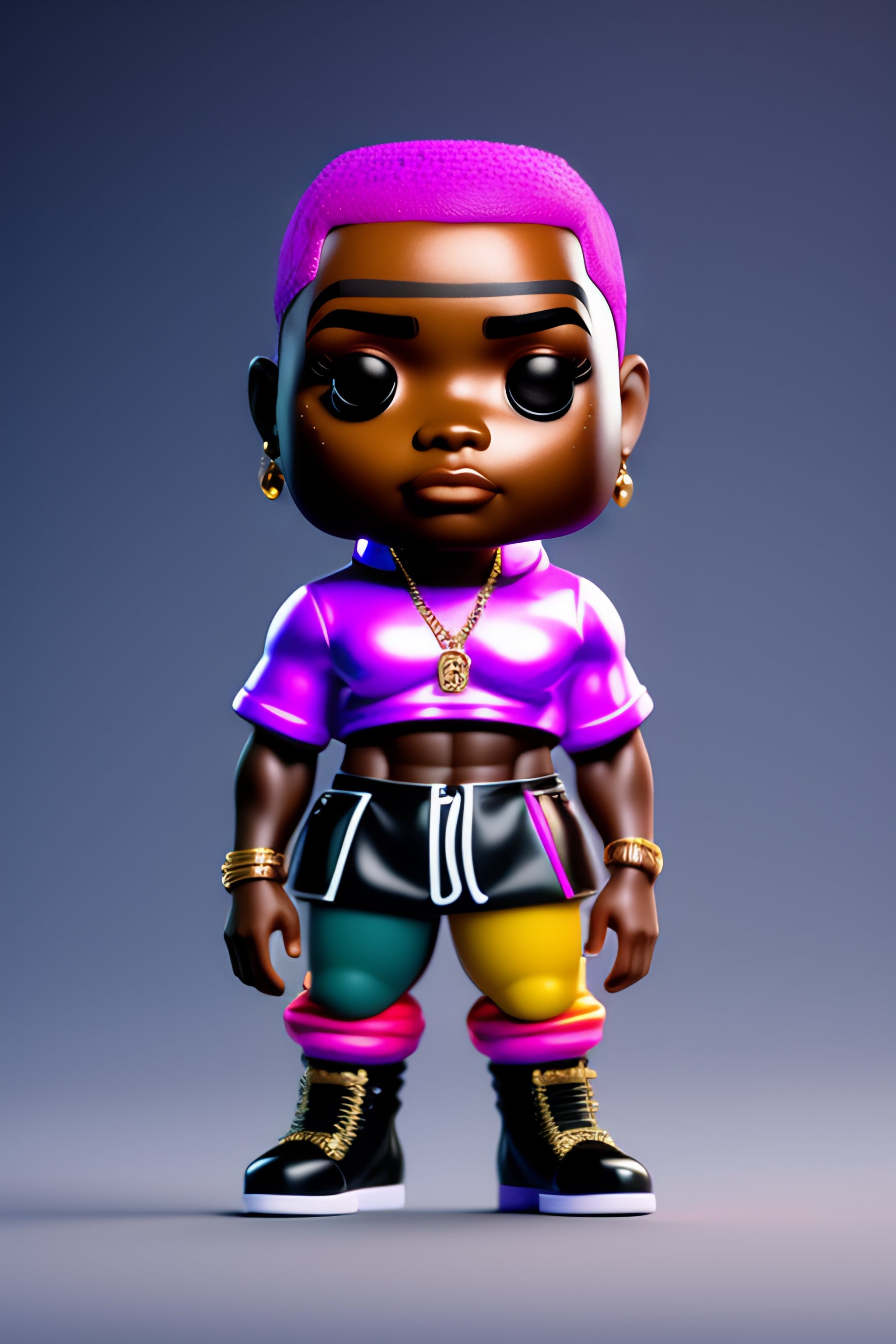 Lexica - Full body 3d render of funko pop rap artists, rapper nicki minaj