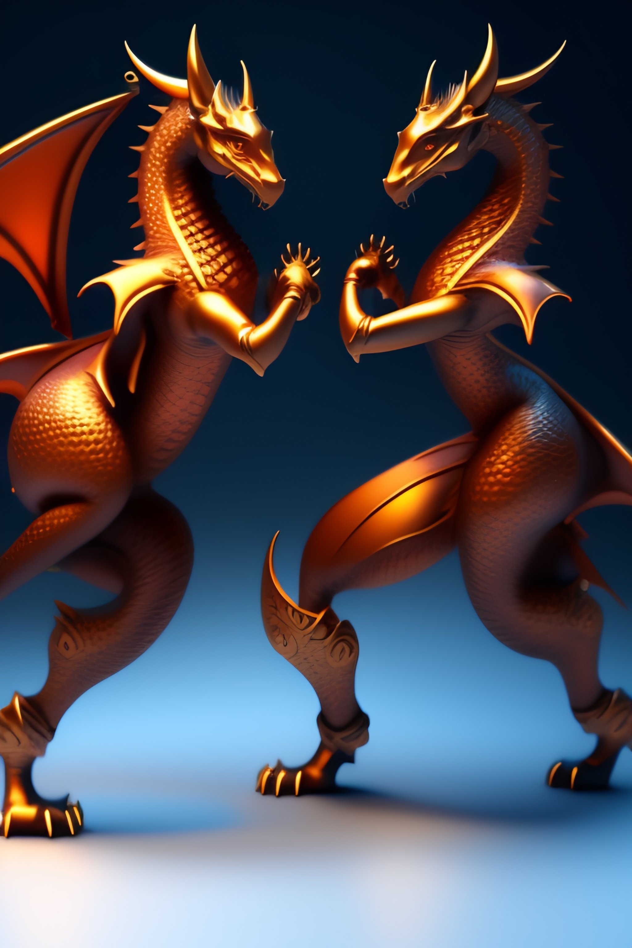 Lexica - Humanoid dragons dancing tango, ethereal, symmetrical, soft ...