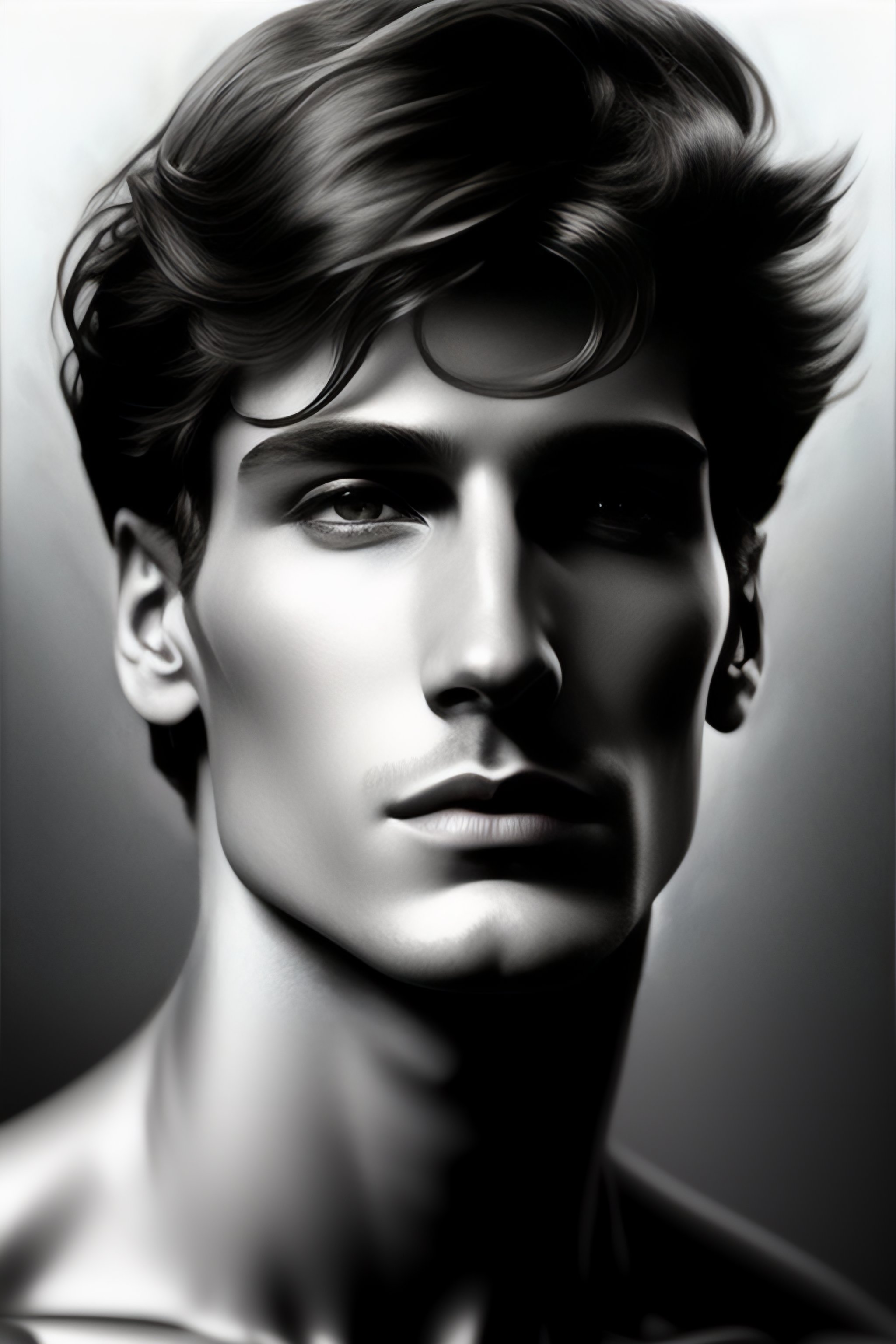 Lexica - Hyperrealist portrait of male by david hockney and alphonse ...