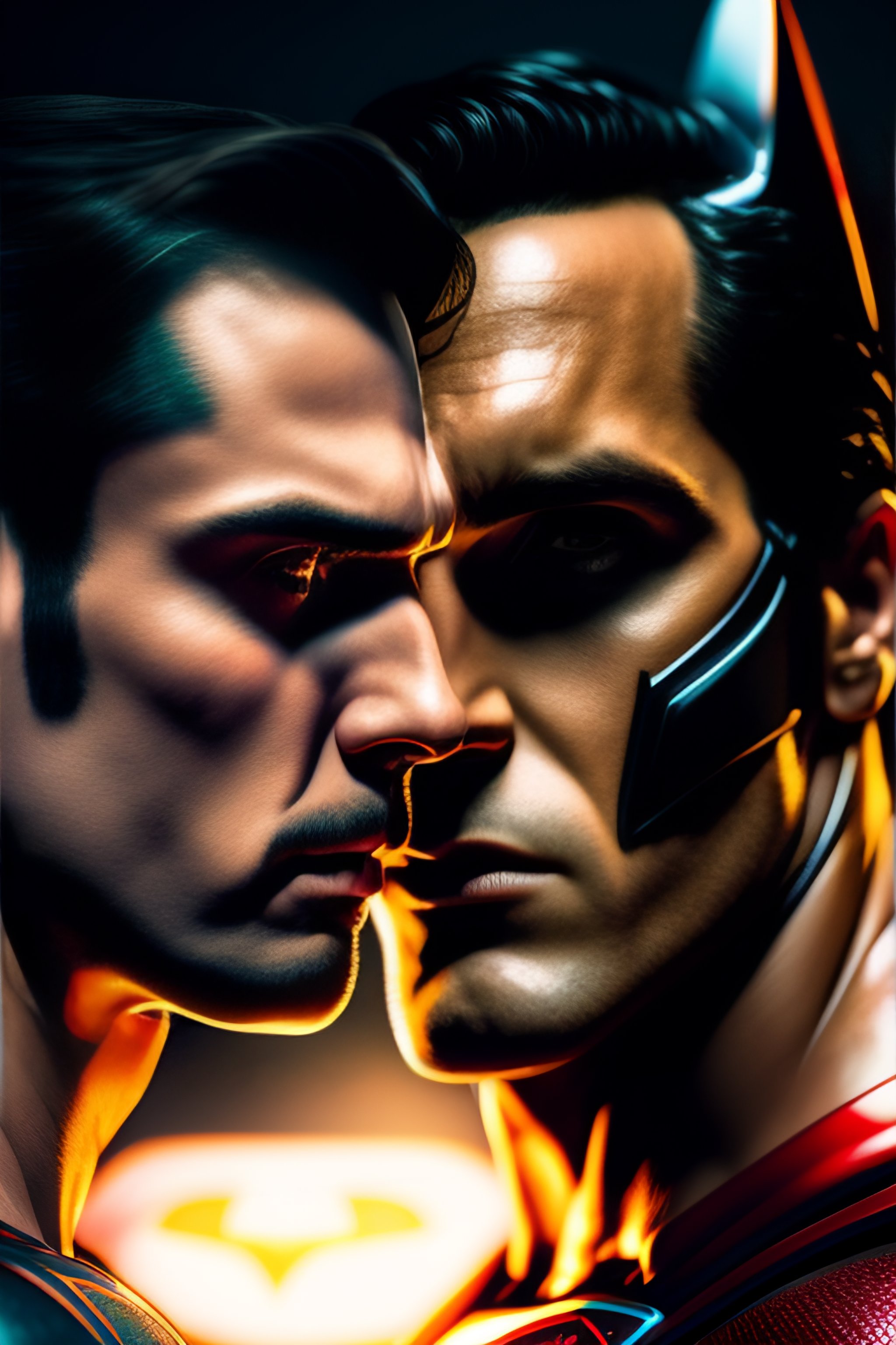 Lexica - Batman vs superman, fine detailed, watching frontal in camera ...