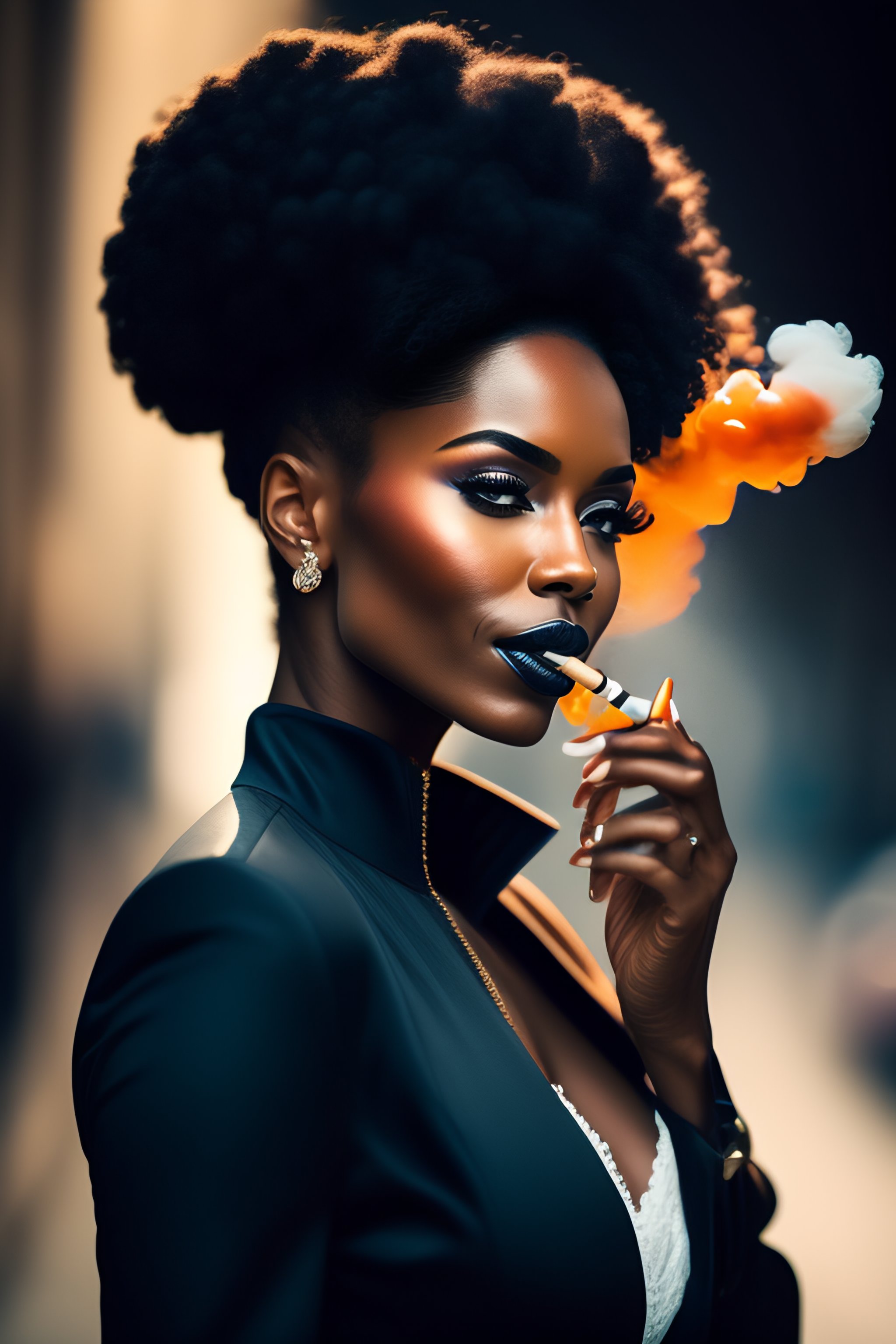 Lexica - A beautiful black woman smoking a cigarette