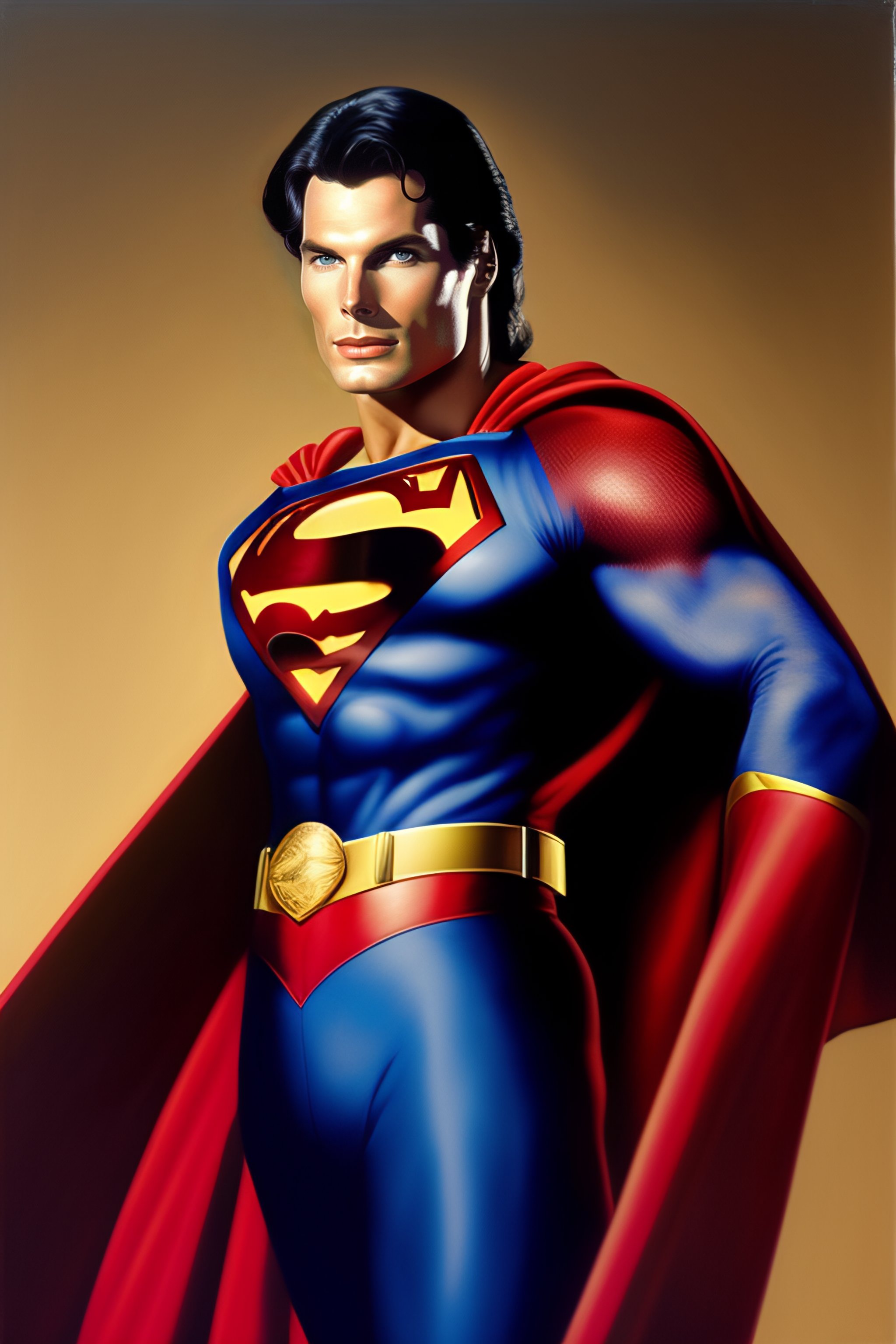 Lexica - A portrait of Christopher Reeve using suspenders and jeans and ...