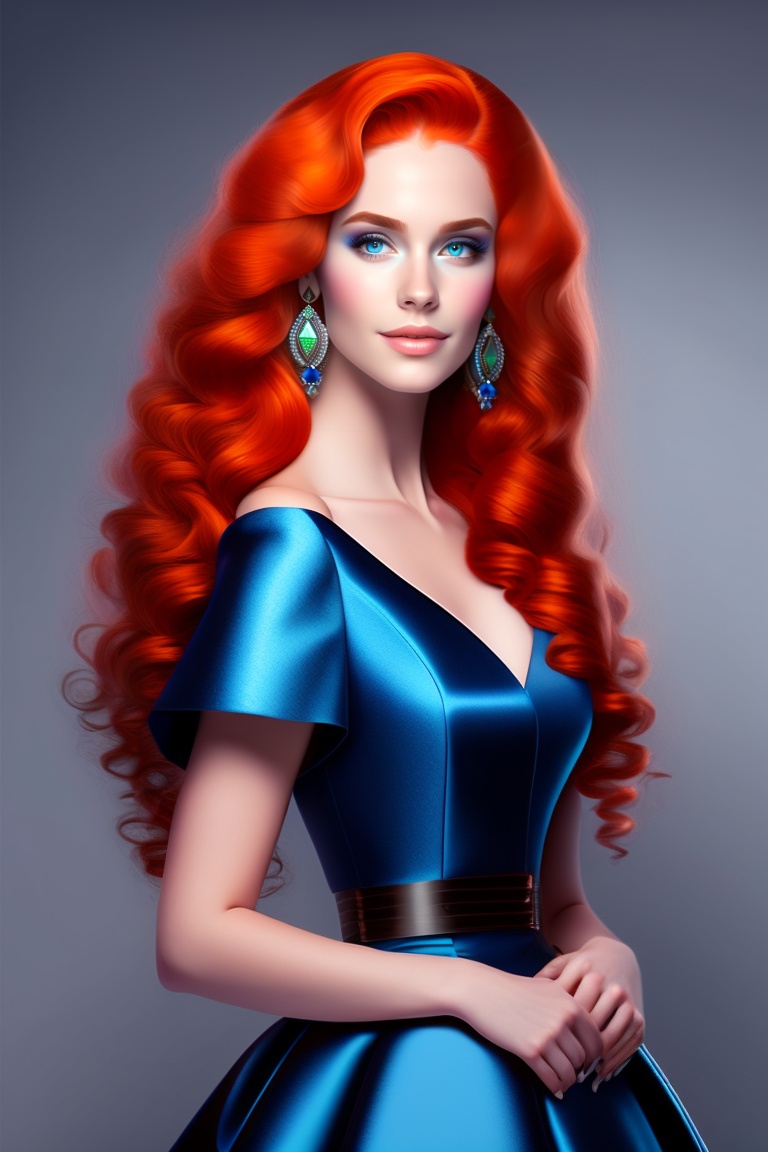 Lexica Girl With Blue Eyes Curly Red Hair In A Beautiful Dress