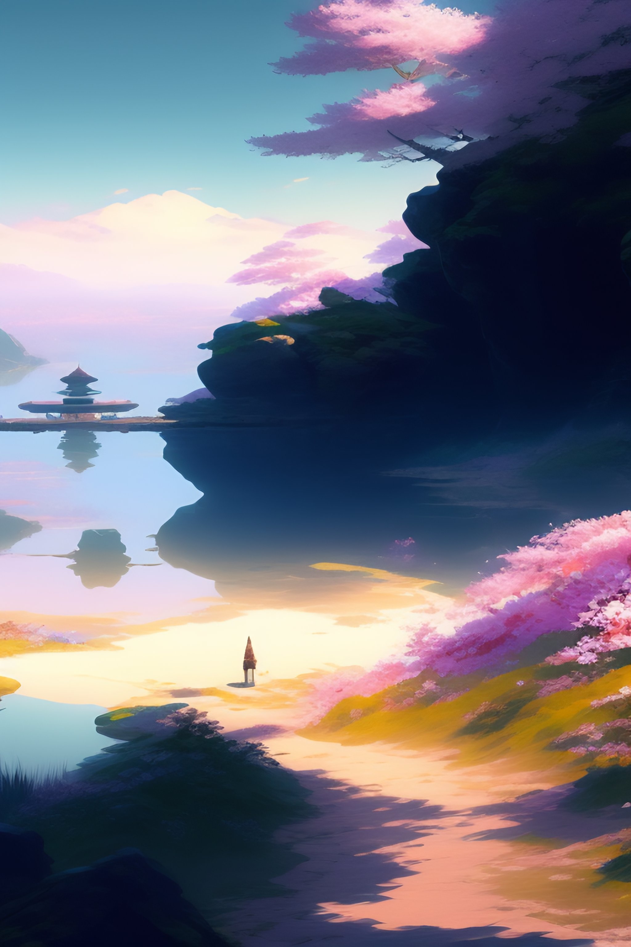 Lexica - Digital art of a Cherry blossom landscape by Yoji shinkawa, by ...