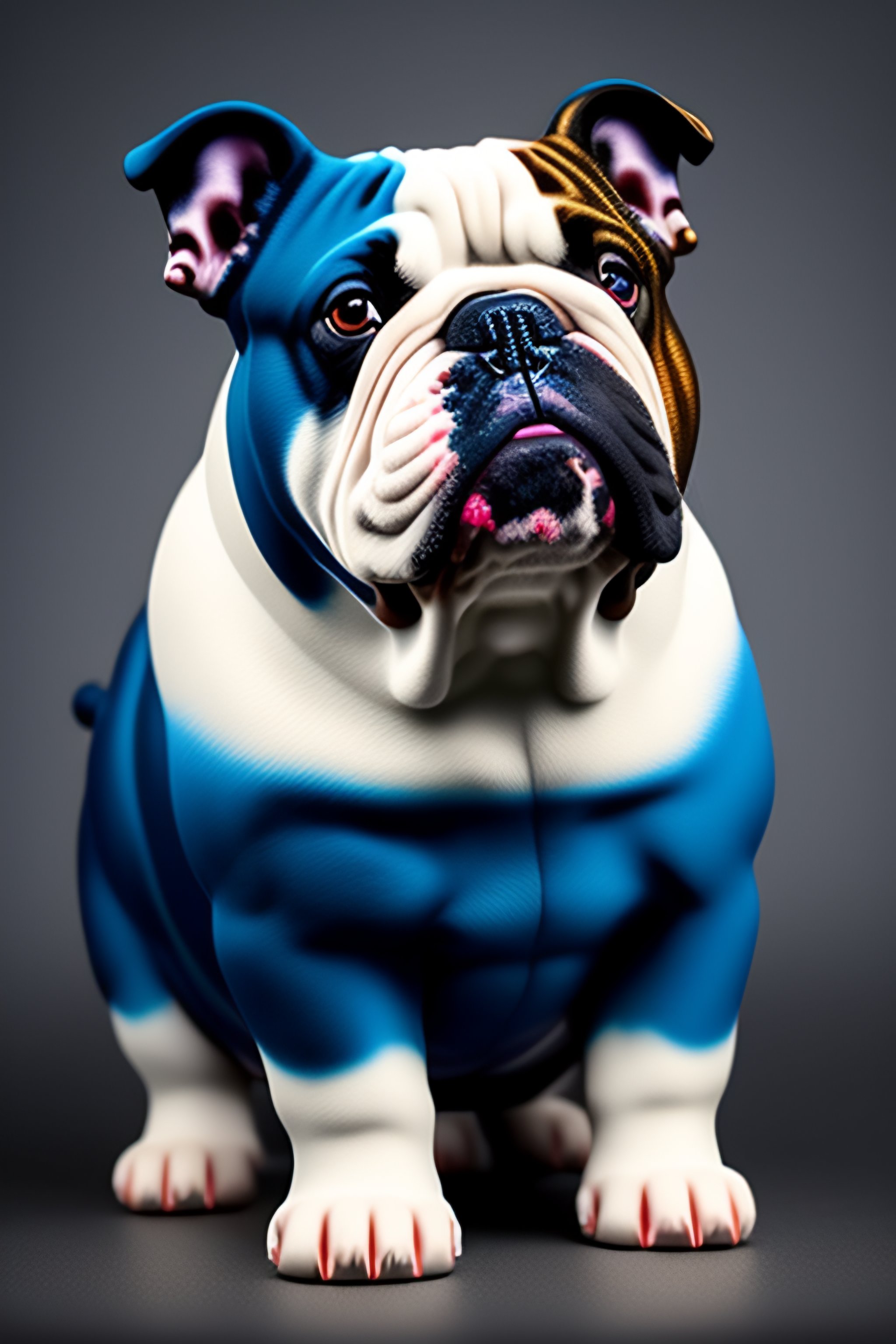 Lexica - A blue police custom silly bulldog, bambustick, back