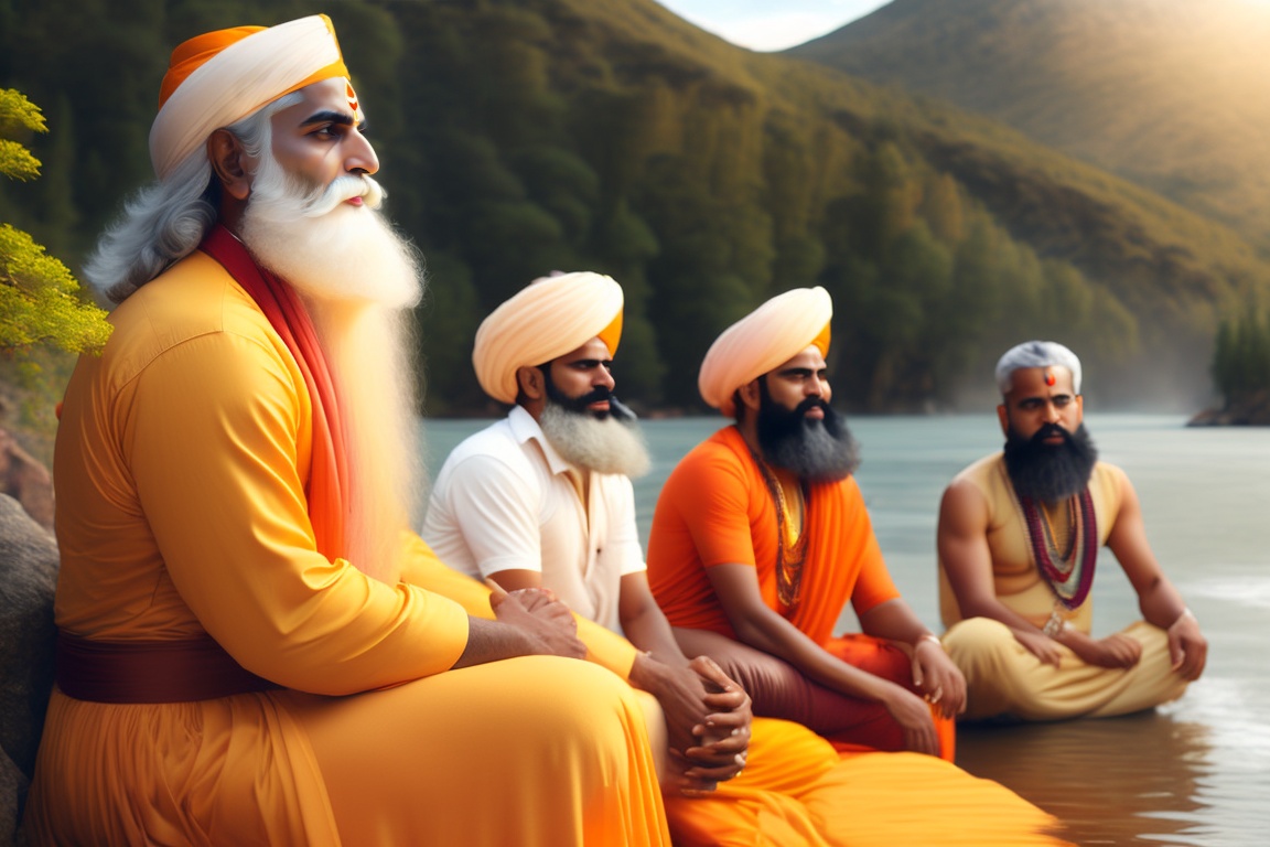 Lexica - Indian hindu guru teaching his five male students in the ...