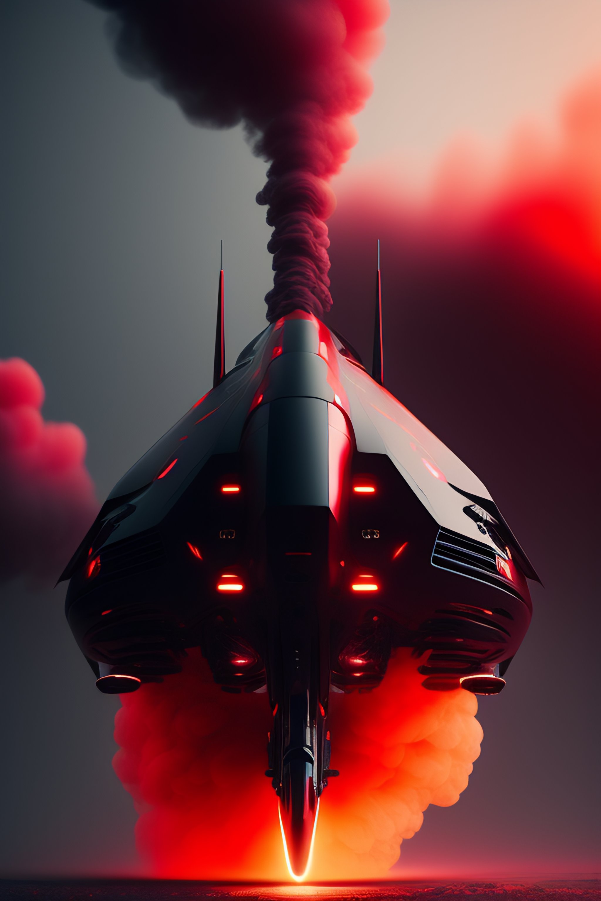 Lexica - Bllack cybor drone , background red smoke , 8k