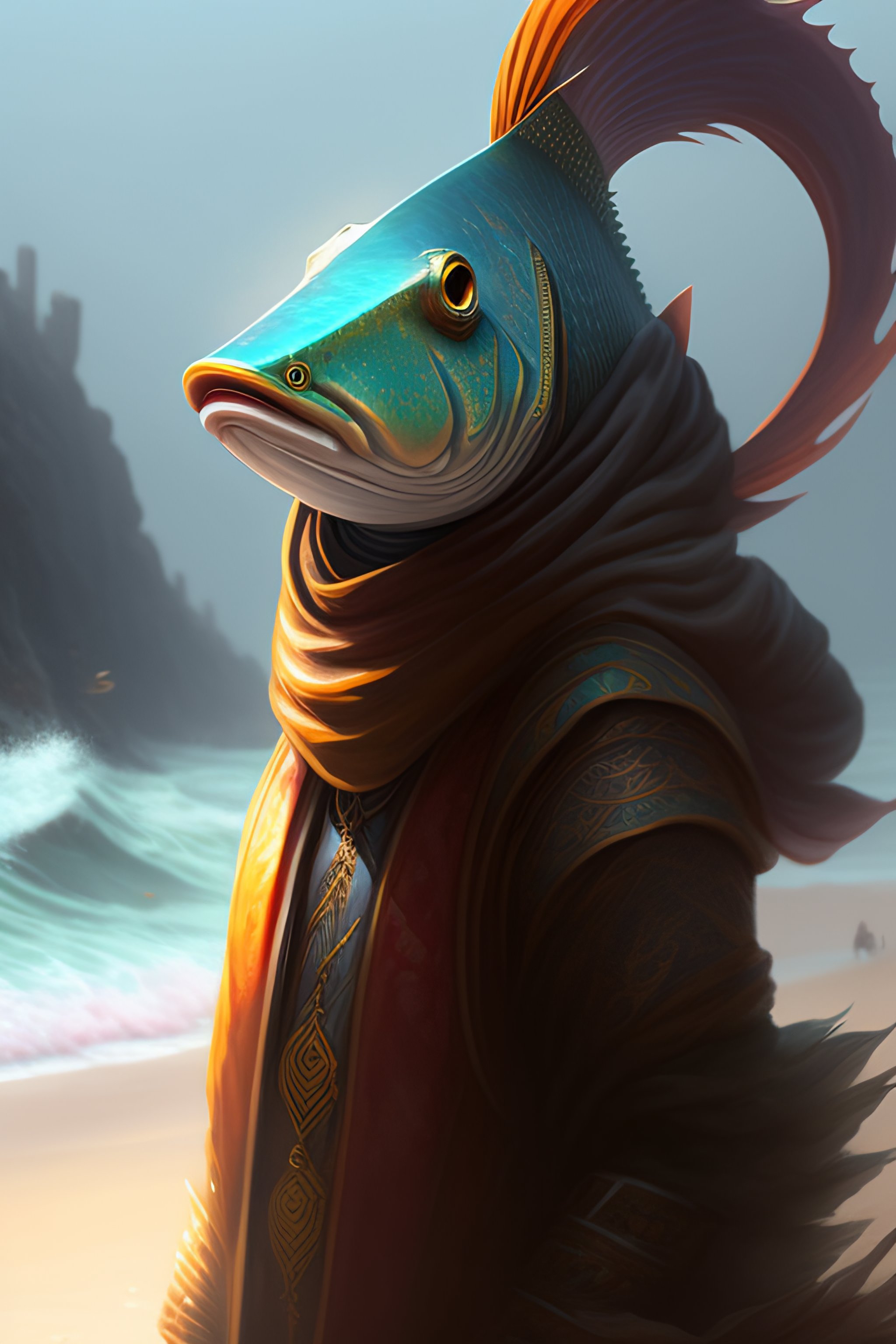 Lexica - Anthropomorphic ninja fish, greg rutkowski