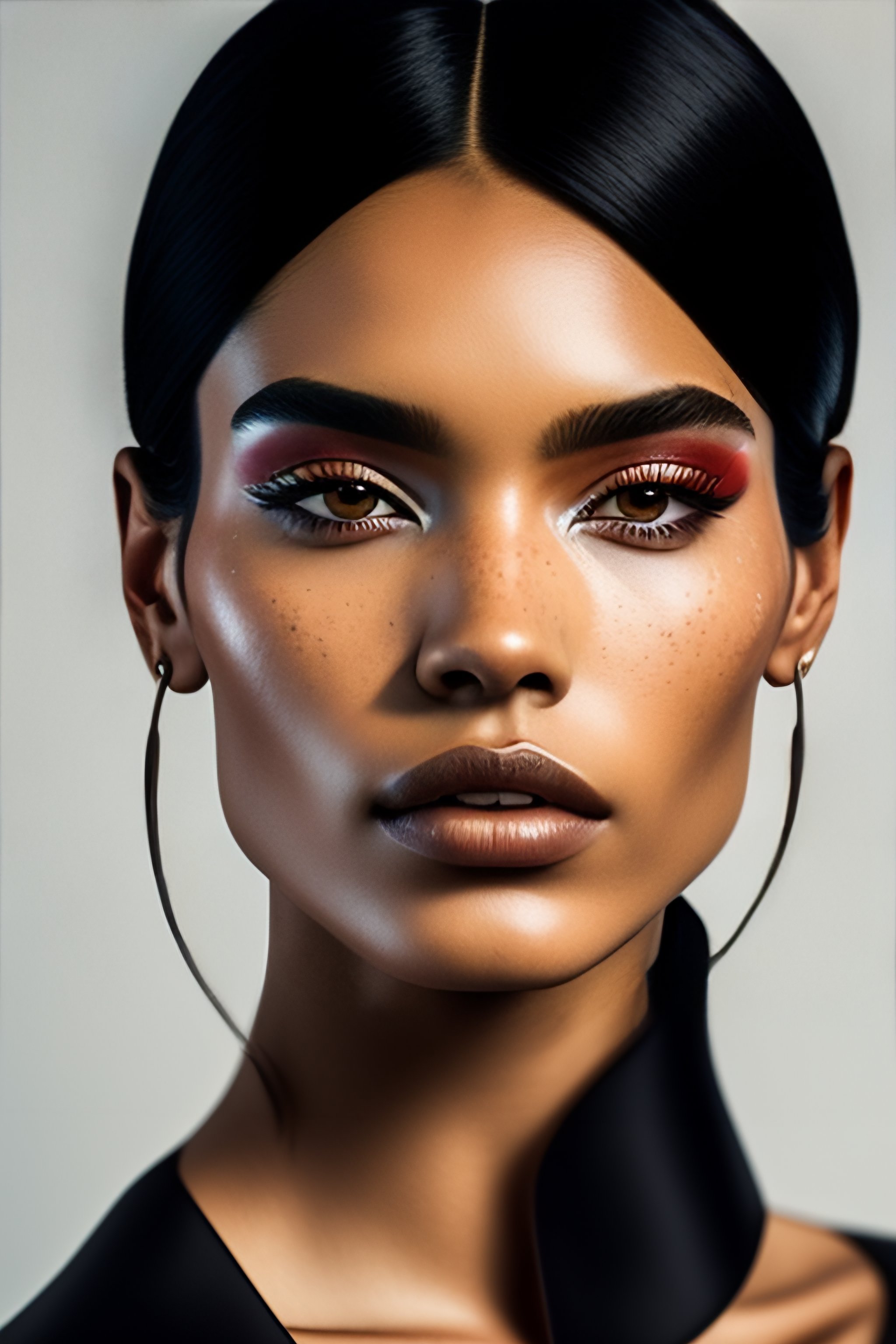 Lexica - A photo close-up of a beautiful black haired woman with ...