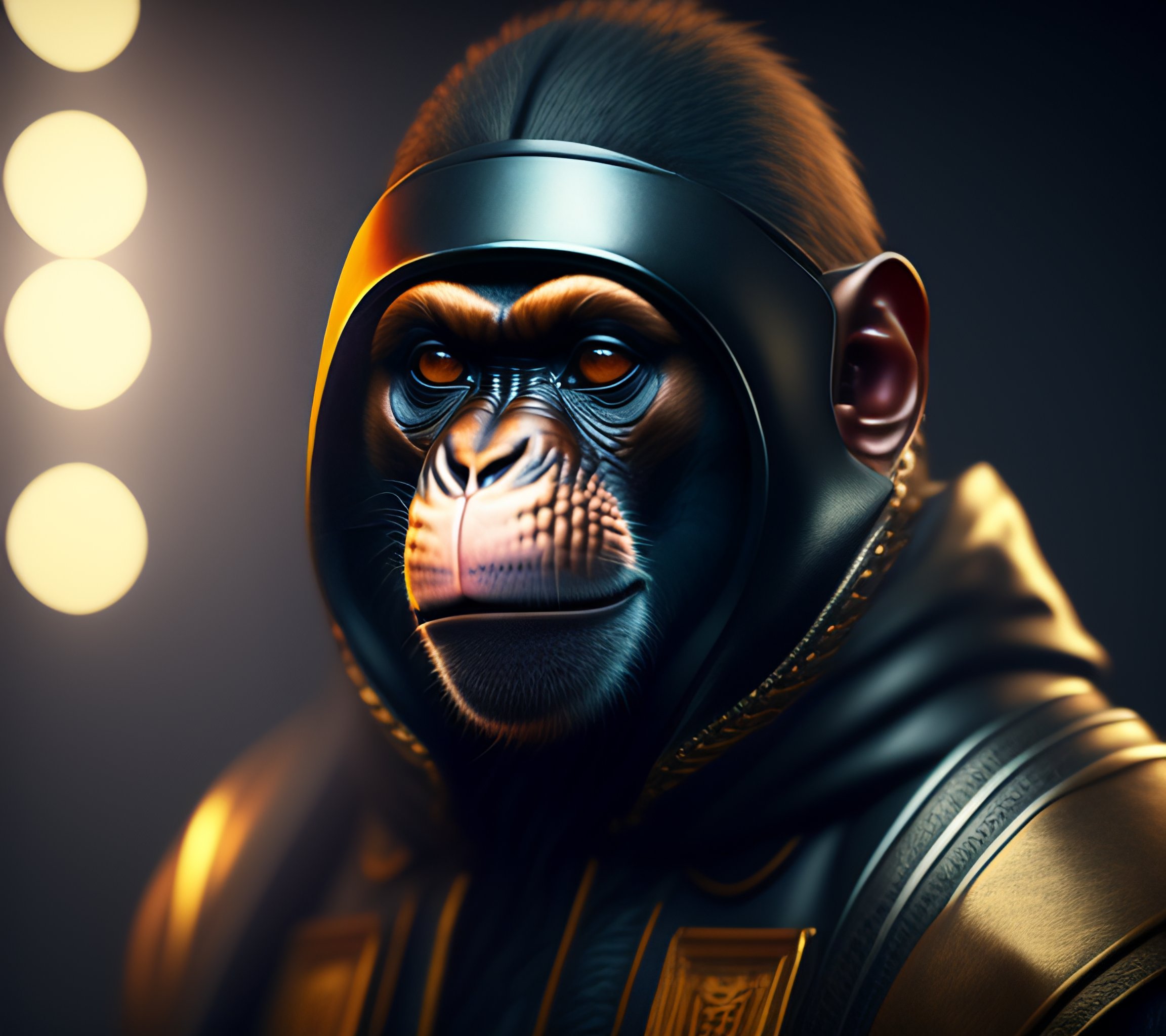 Lexica - Front view portrait, Monkey wearing a surgical mask covering ...