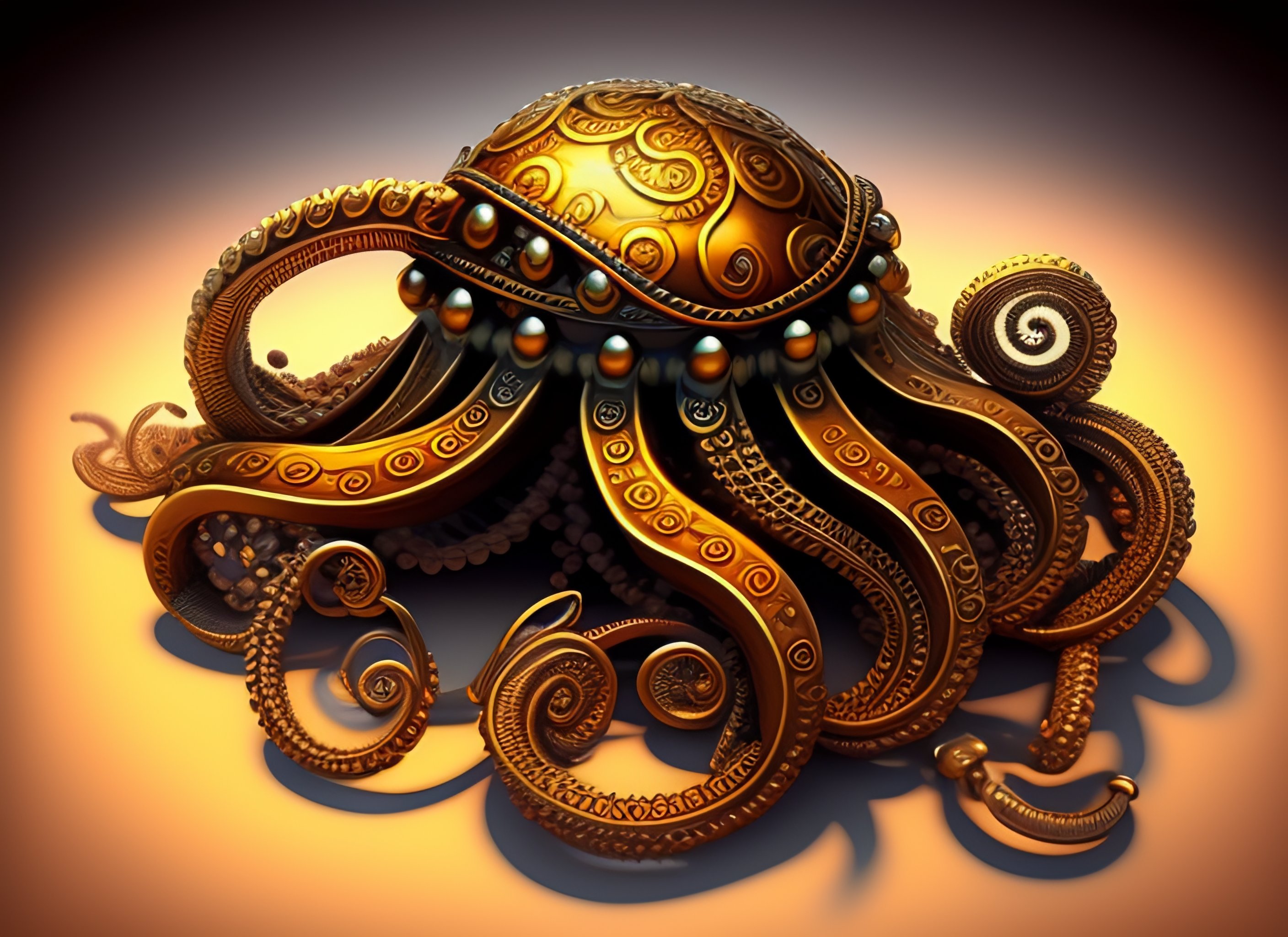 Lexica - A steampunk octopus with chains for arms, drawing in style of ...