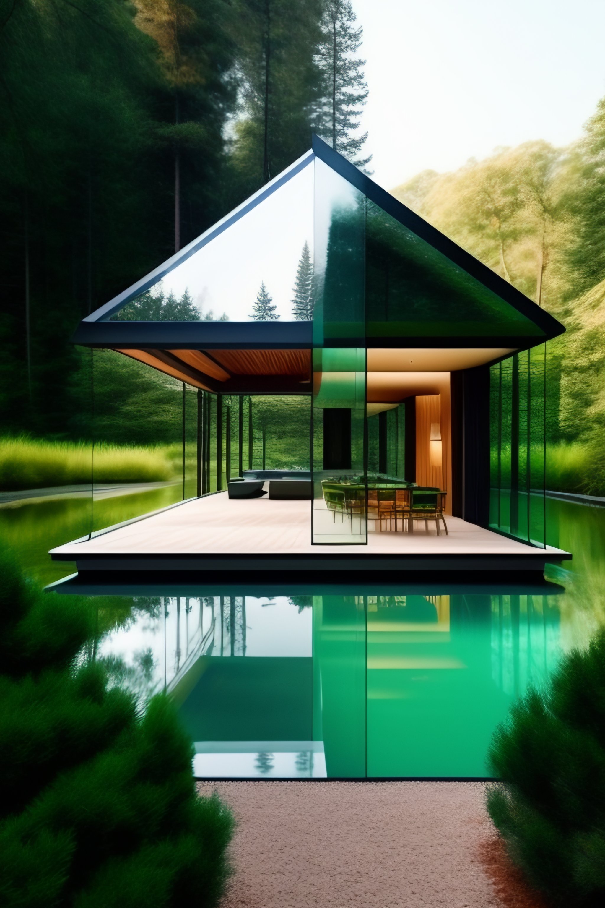 Lexica - A house made entirely of glass. glass furniture, glass walls ...