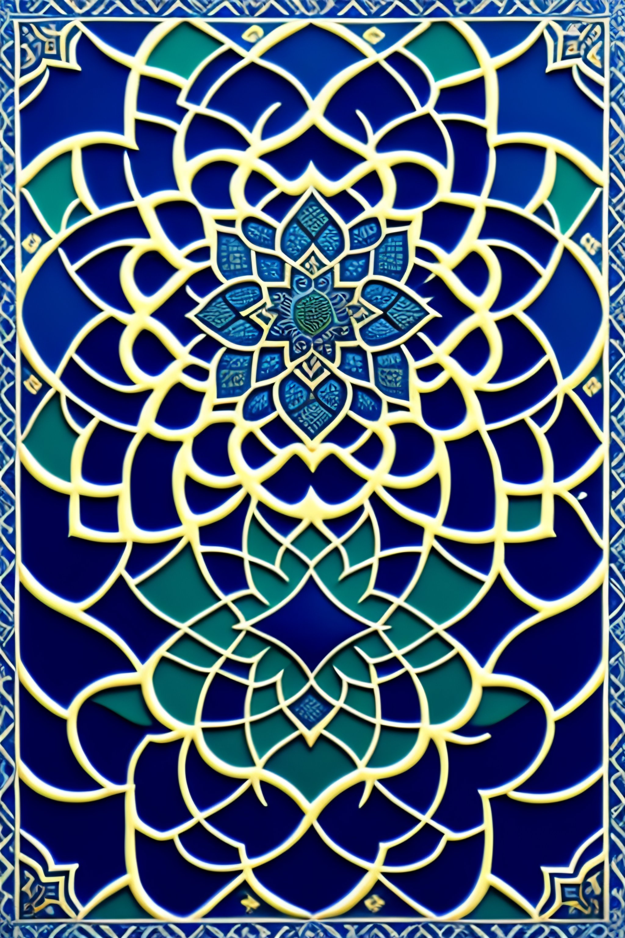 Lexica - Persian tile design in shades of blue and green