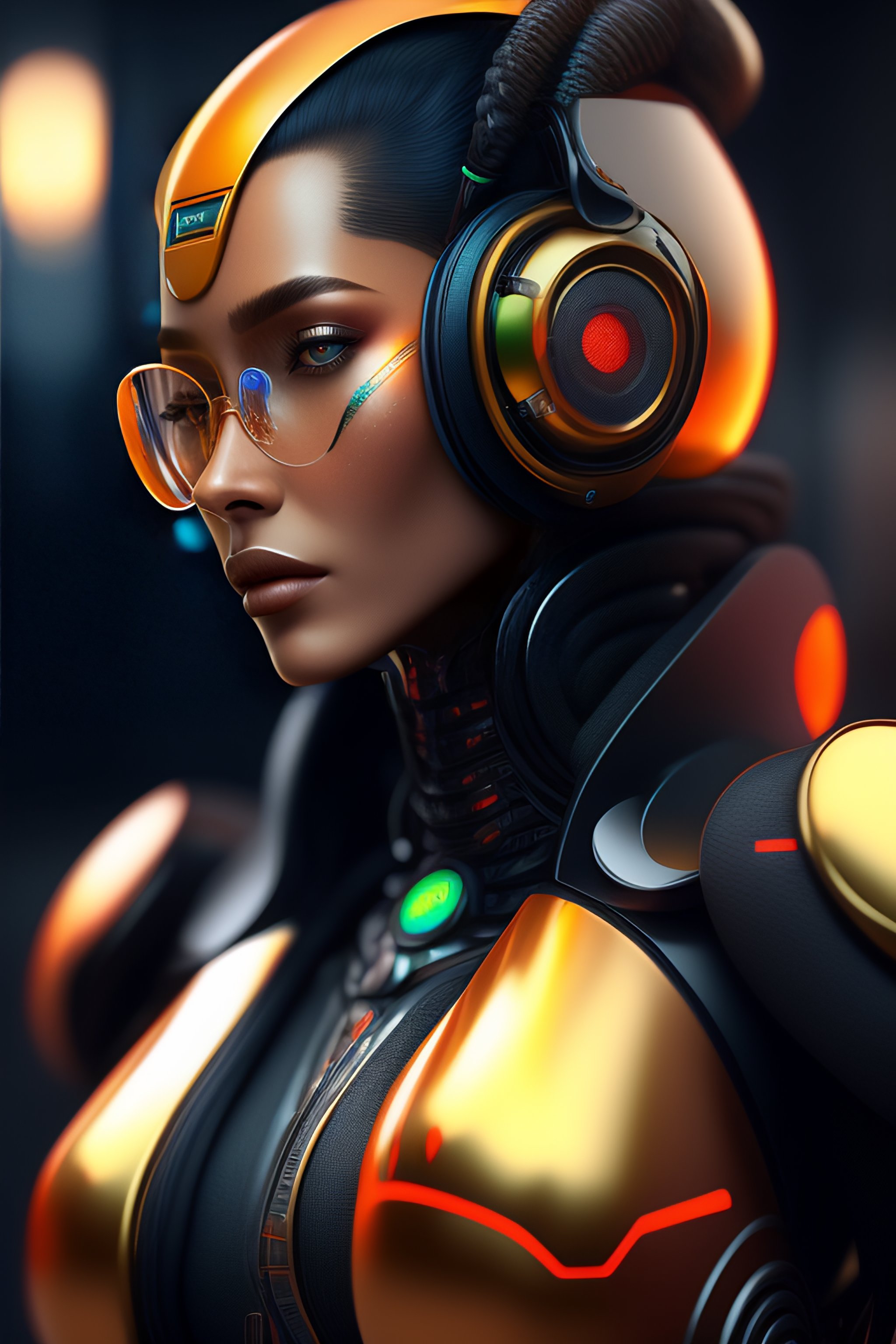 Lexica - A cyborg full of fantastic colorful details, robotic parts ...