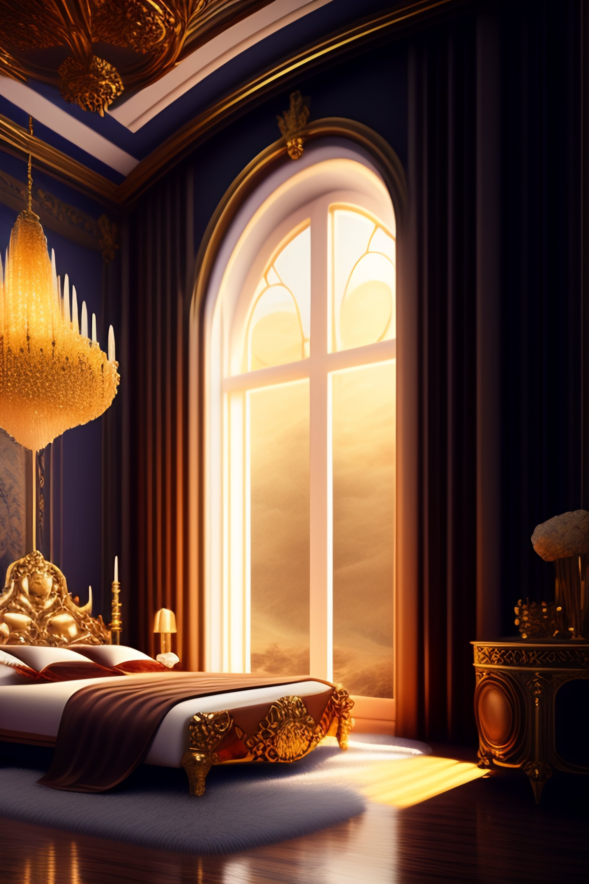 Lexica - A photo of a luxurious room in a fantasy castle