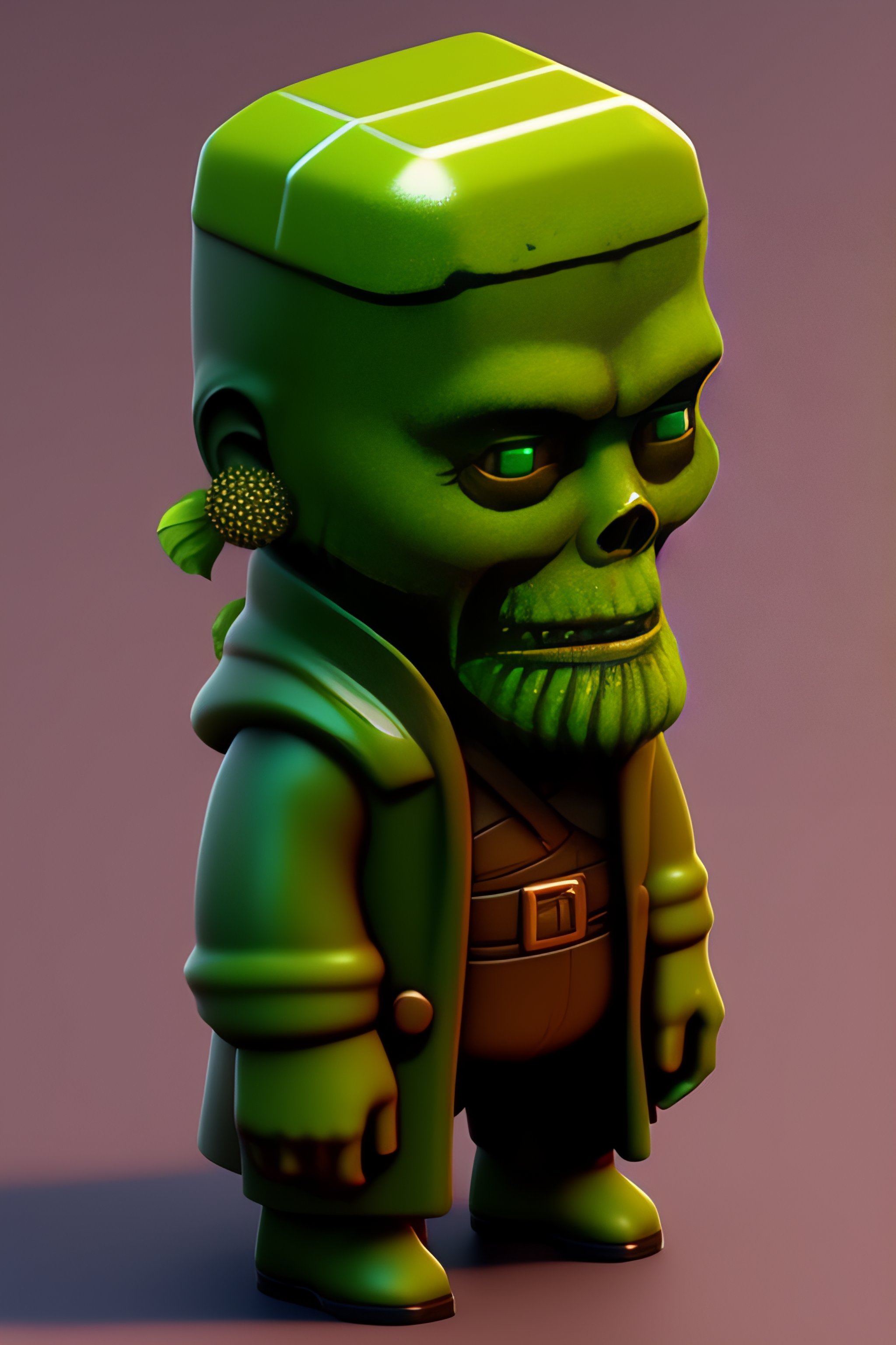 Lexica - Isometric render of a fresh greenish brown zombie, solid ...
