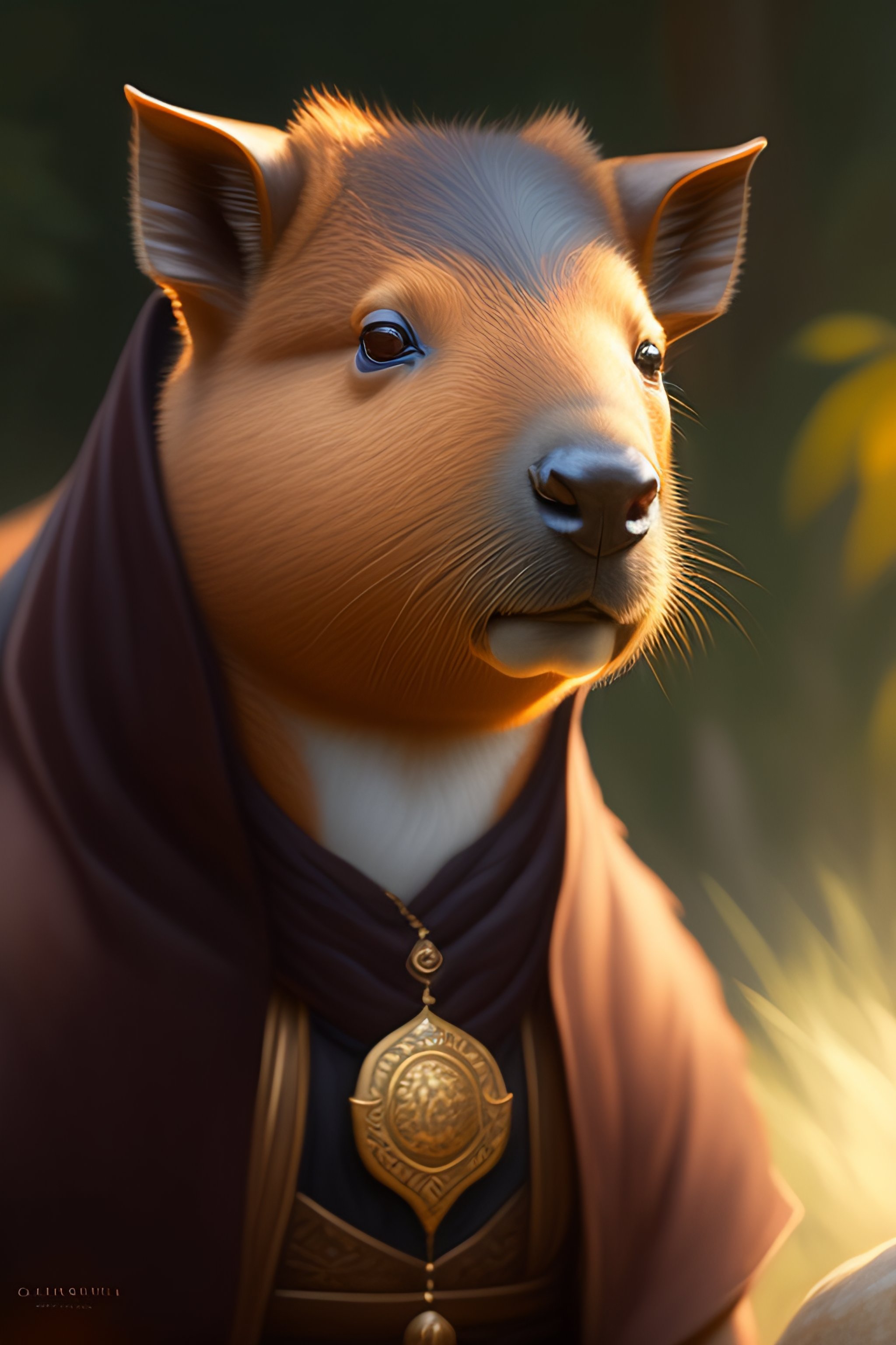 Lexica - A detailed portrait of capybara illustrator, by justin gerard ...