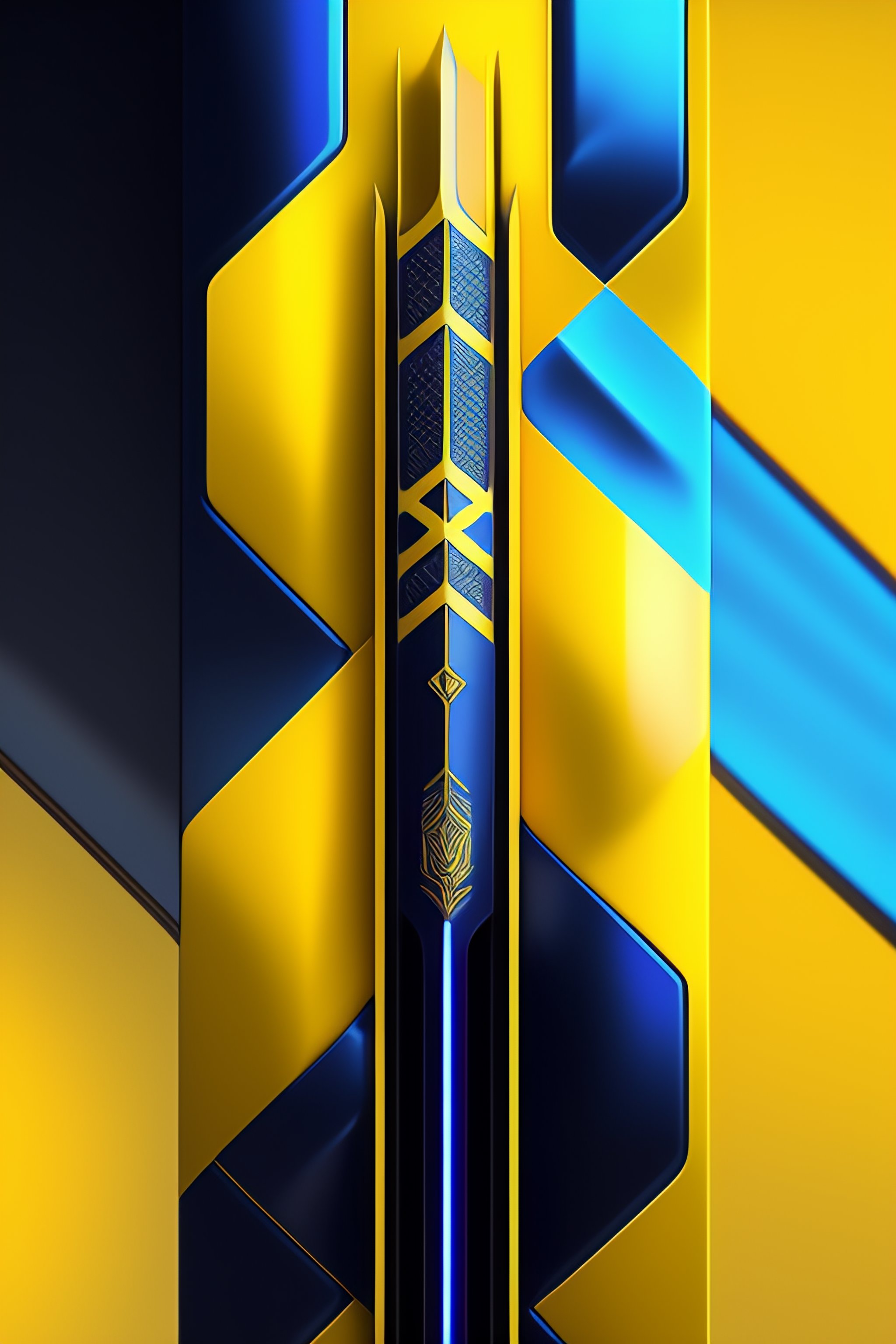 Lexica - Futuristic, blade runner themed yellow and blue sword, concept art