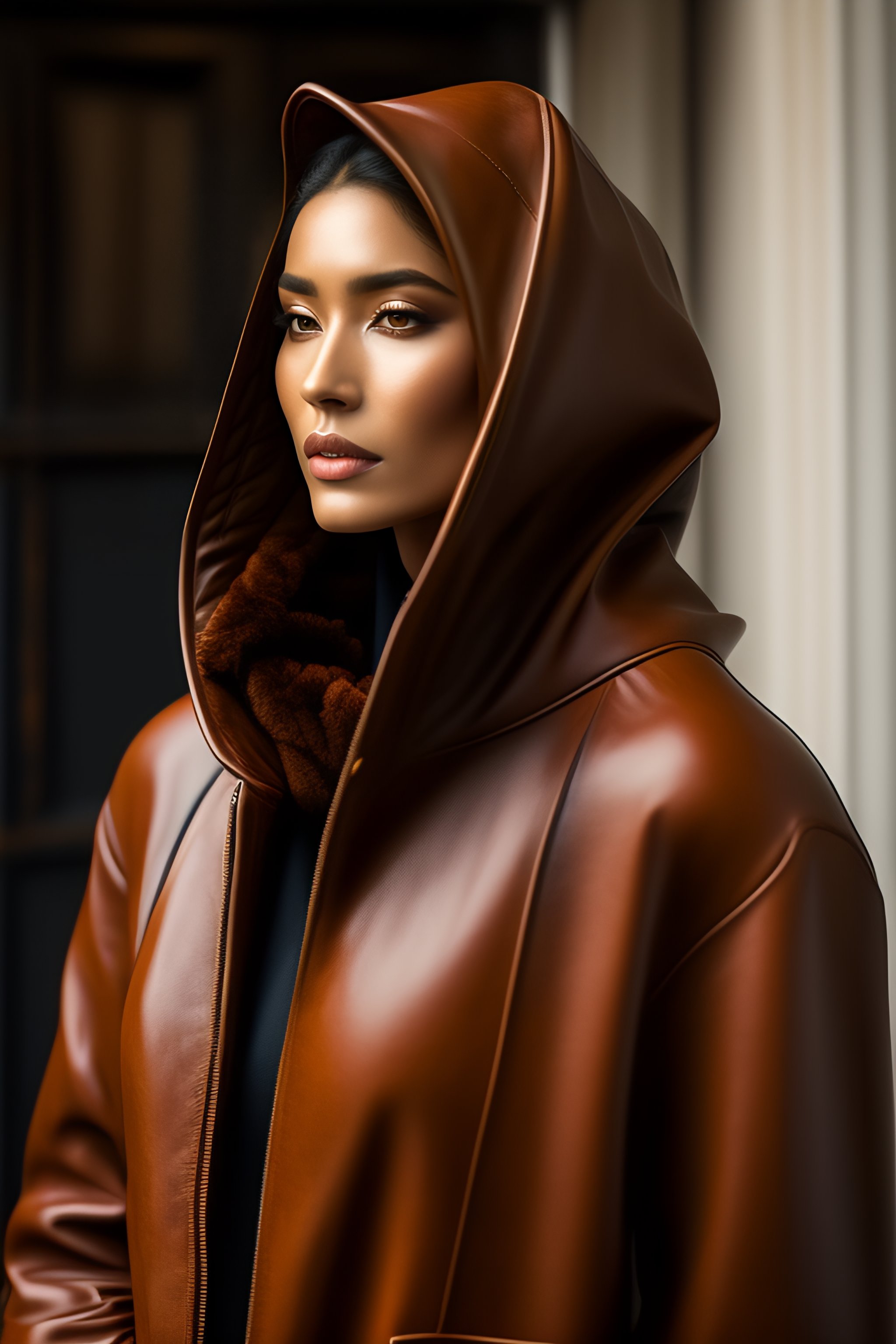 Lexica - An humanoid with a dirty brown leather ragged hooded jacket ...