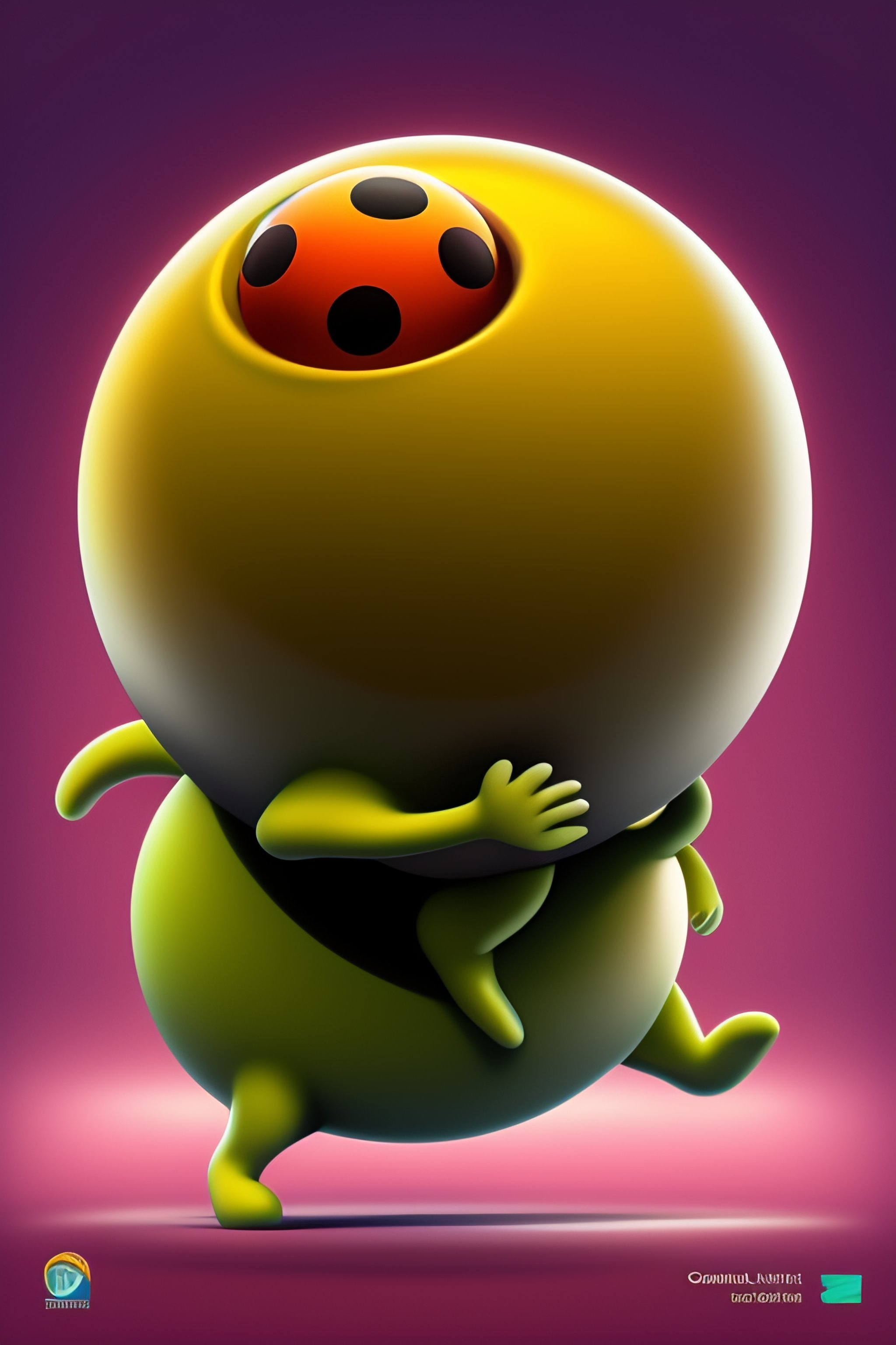 Lexica - Cartoon: A creature who is only a round ball covered with ...