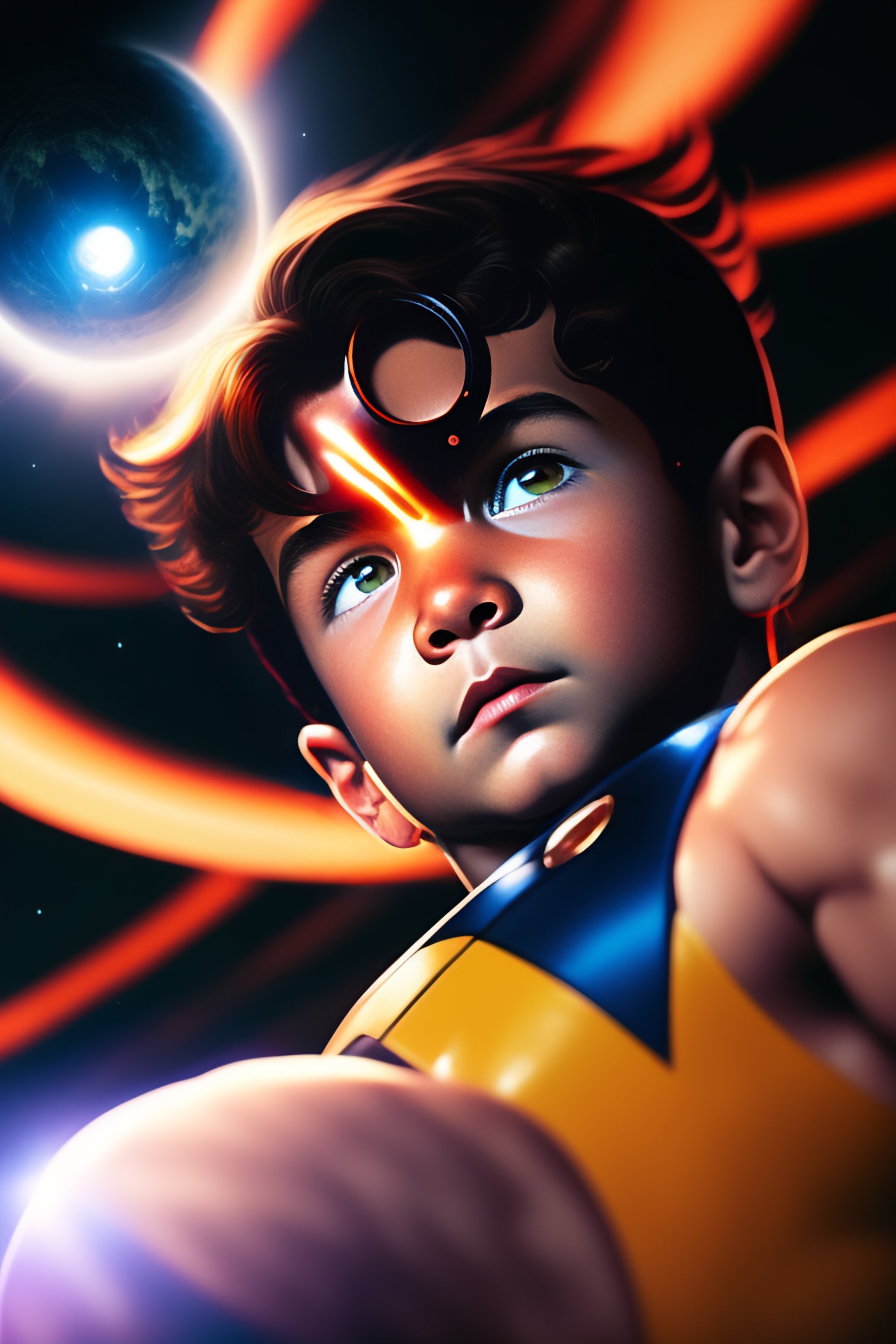 Lexica - Xmen cyclops looking up to blast moon with eye beam