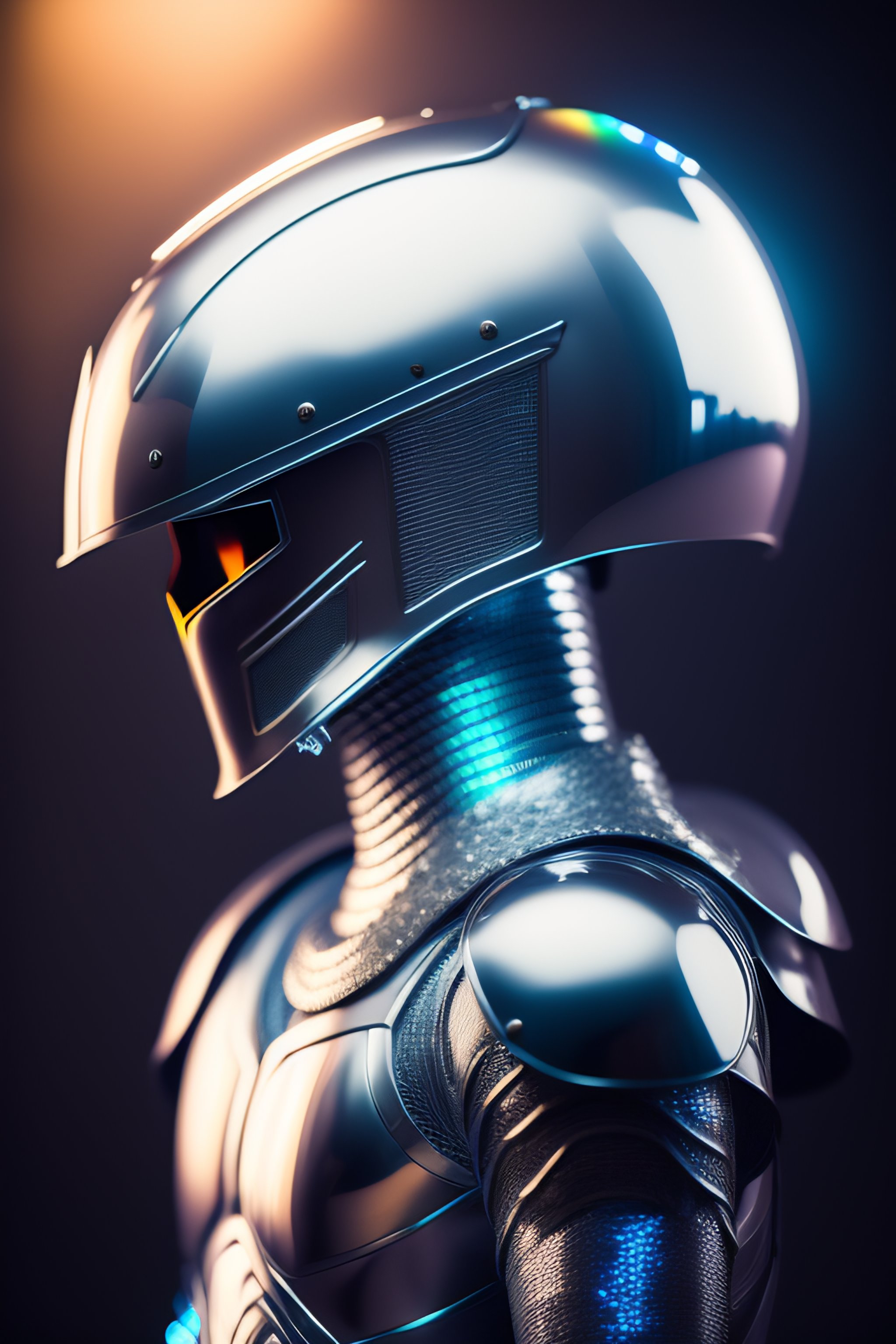 Lexica - A photograph of a silver smooth armour made of white titanium ...