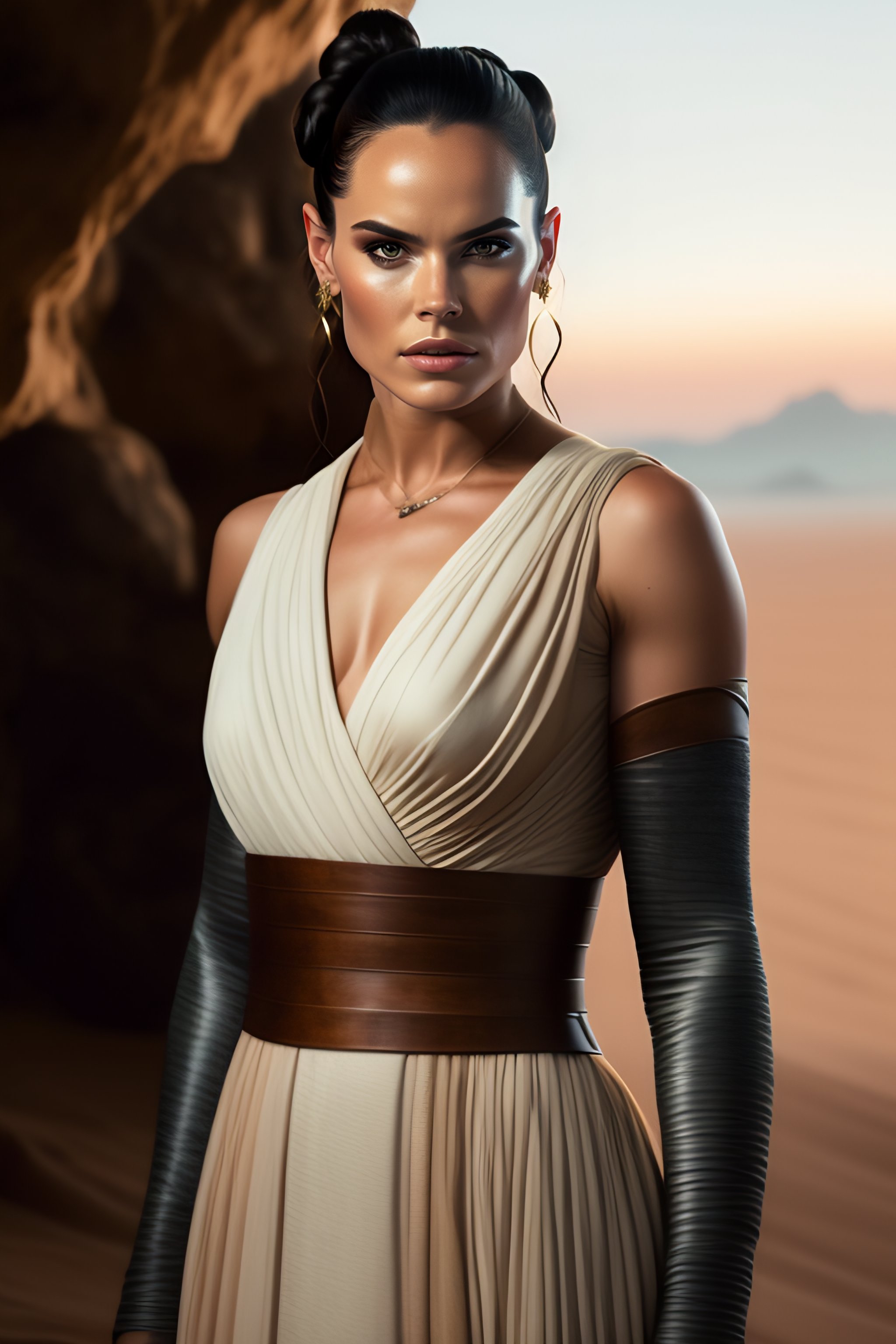 Lexica - Portrait of Rey Skywalker in a form-fitting low-cut dress