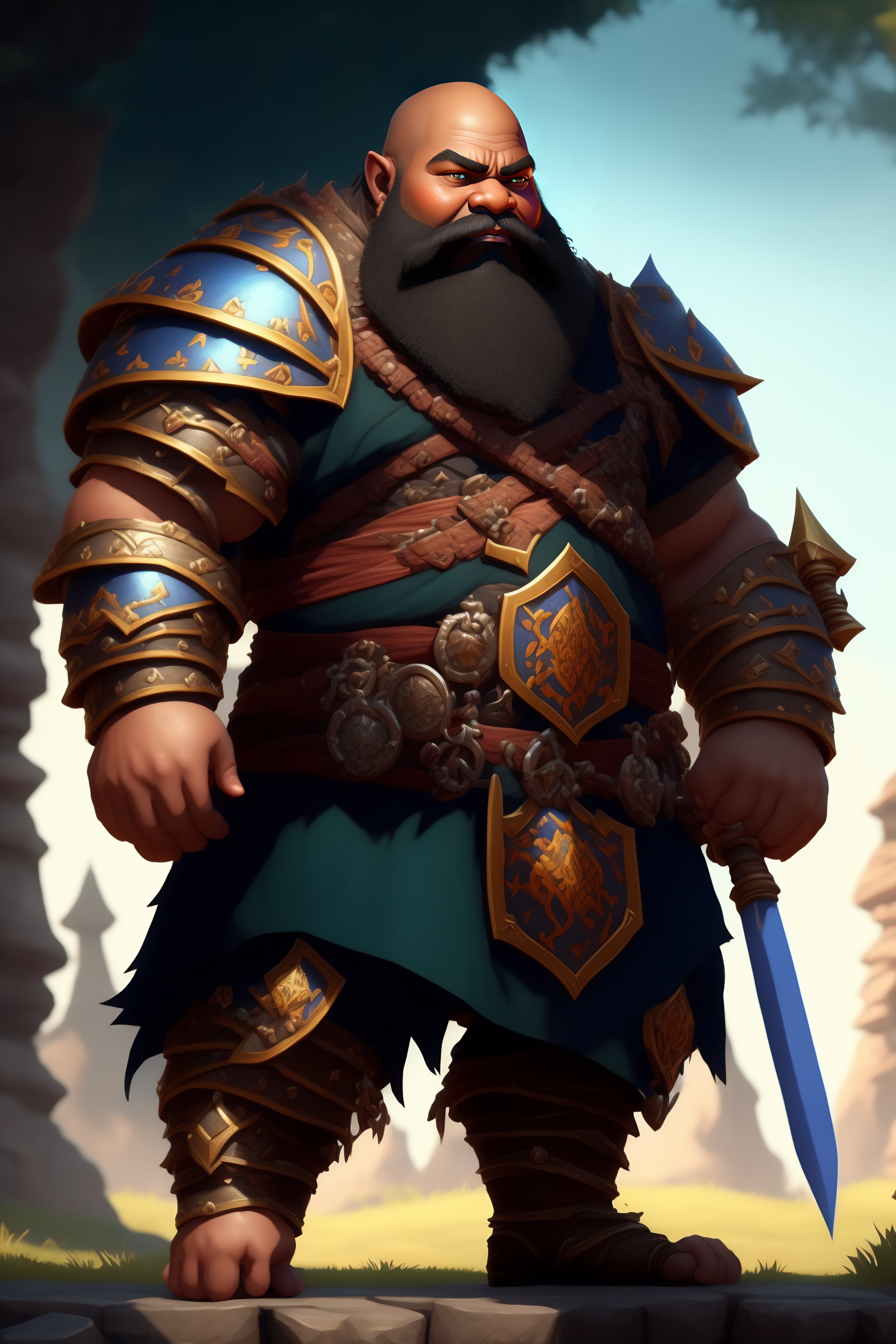 Lexica - A warcraft dwarf with a thick beard in medieval armor, bald ...