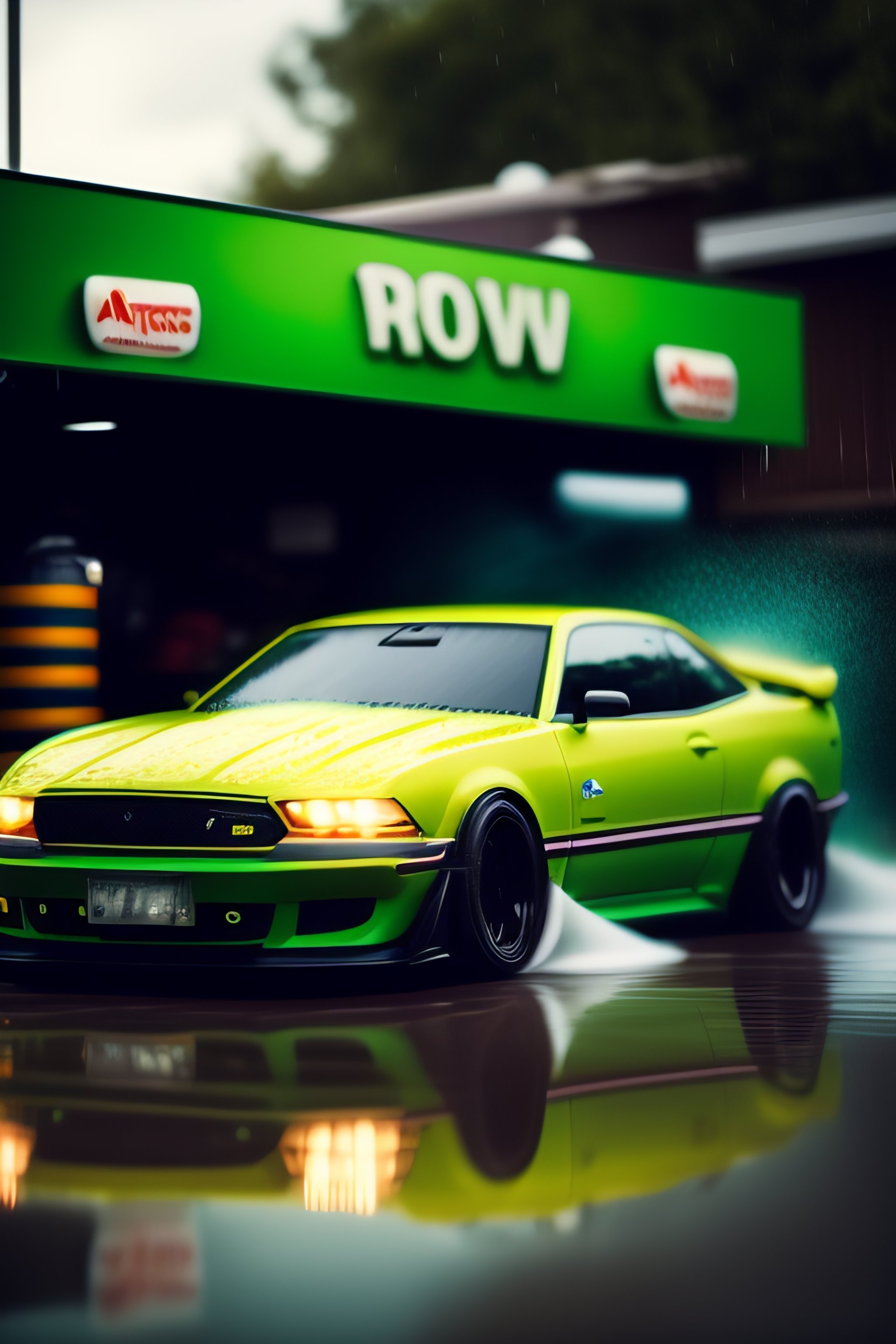 Lexica - The Hulk working at a car wash, but damaging a car that he is ...