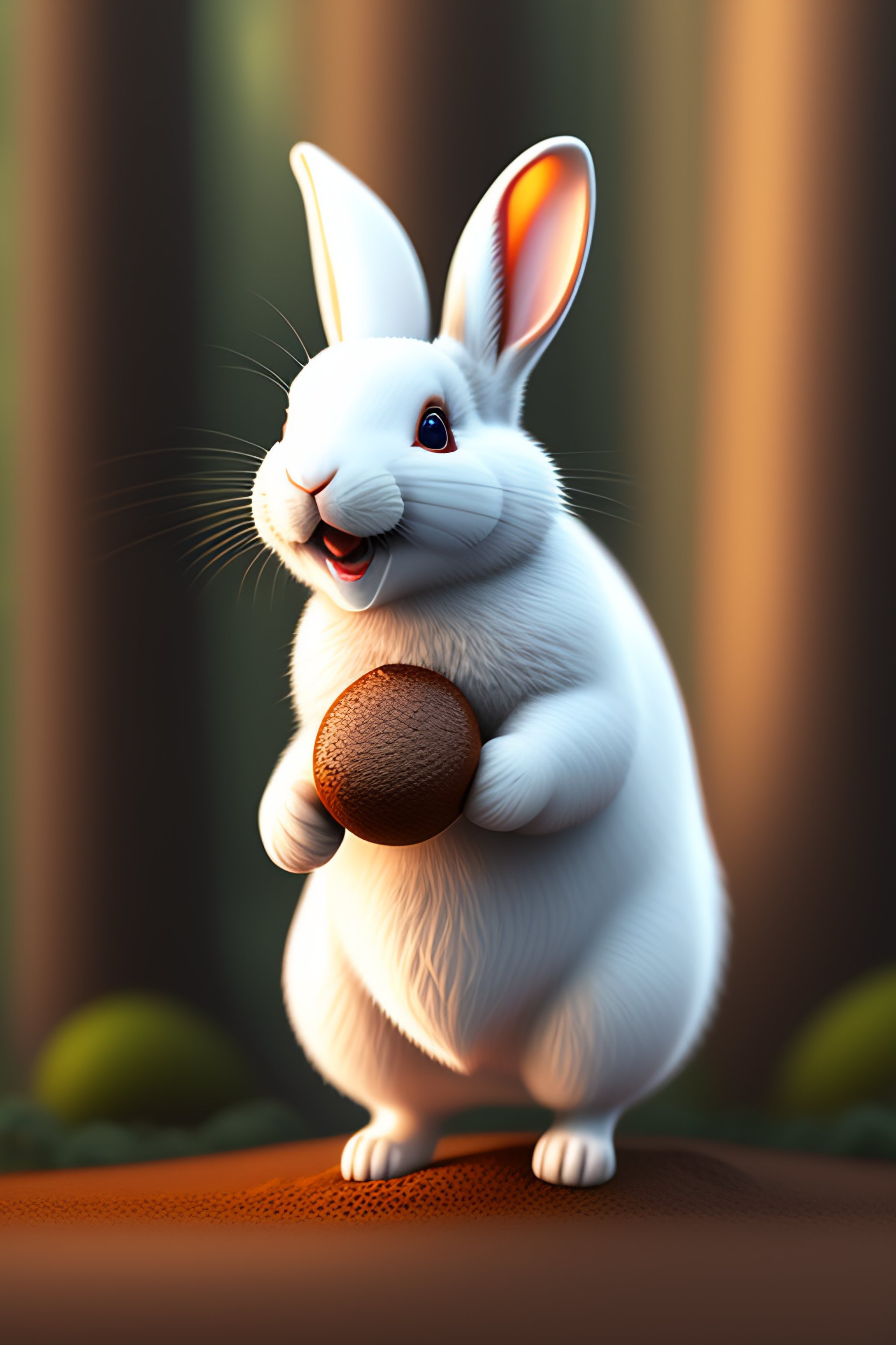 Lexica - 3d white rabbit, character, smiling, open mouth, big teeth ...