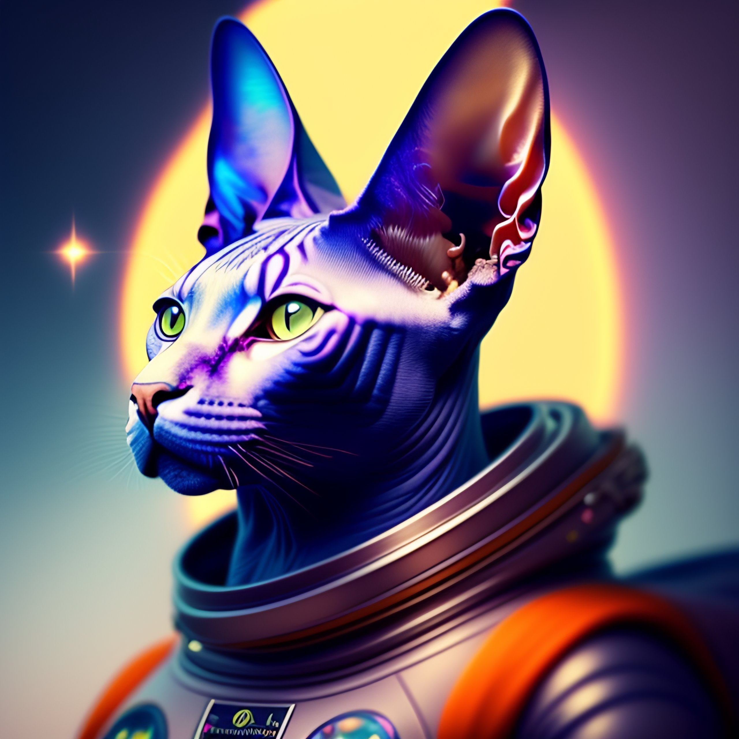 Lexica - Stunning cosmic portrait of beautiful a Sphynx cat, Wearing a ...