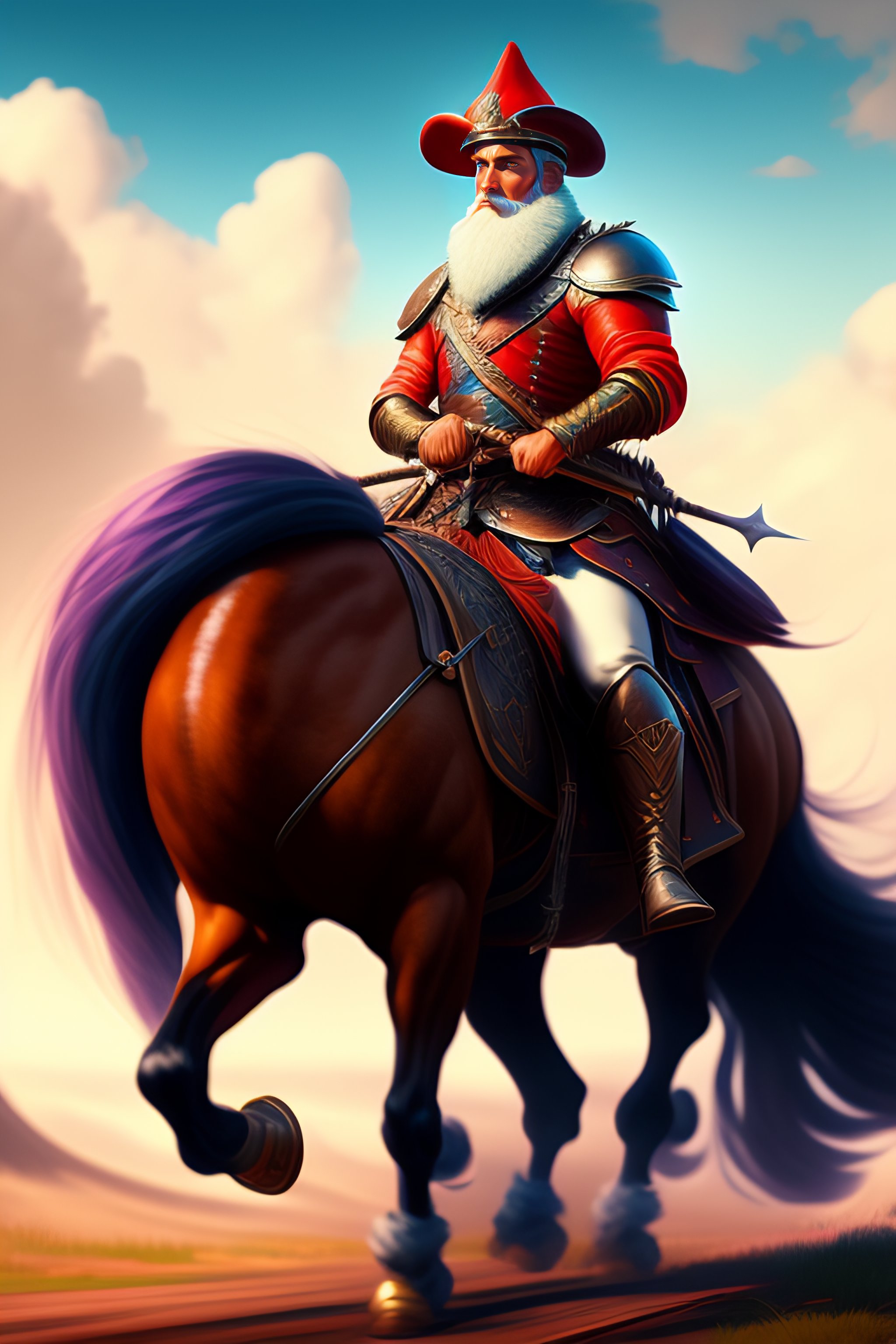 Lexica - Tin gnome warrior riding a horse, clockwork, digital painting ...