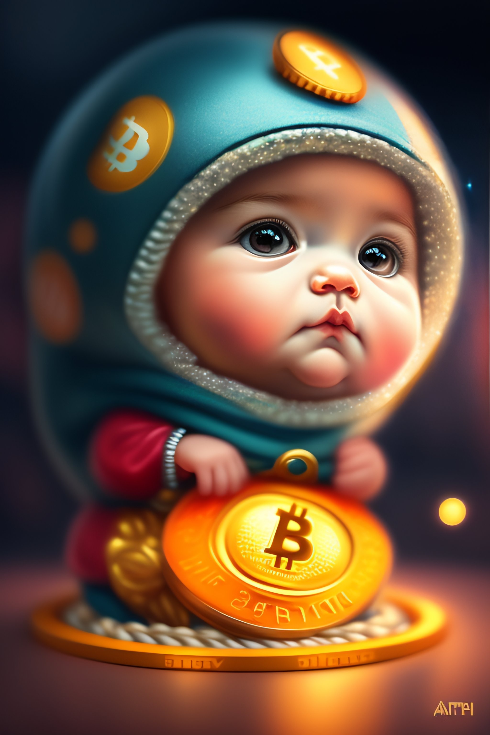 Lexica - Cute and adorable bitcoin baby, fantasy, dreamlike, surrealism, super cute, trending on ...